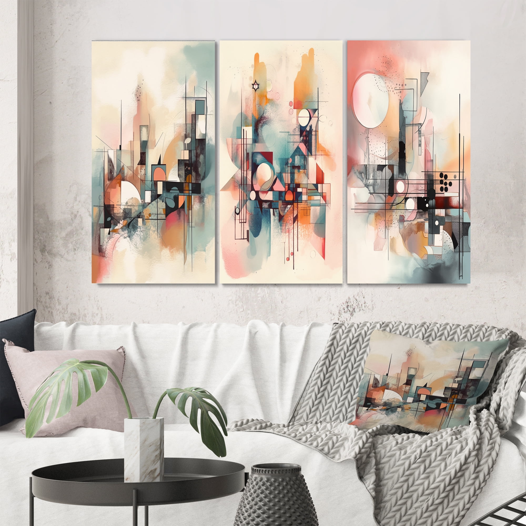 Designart "Serenity Explored Abstract Art III" Modern Geometric Wall ...