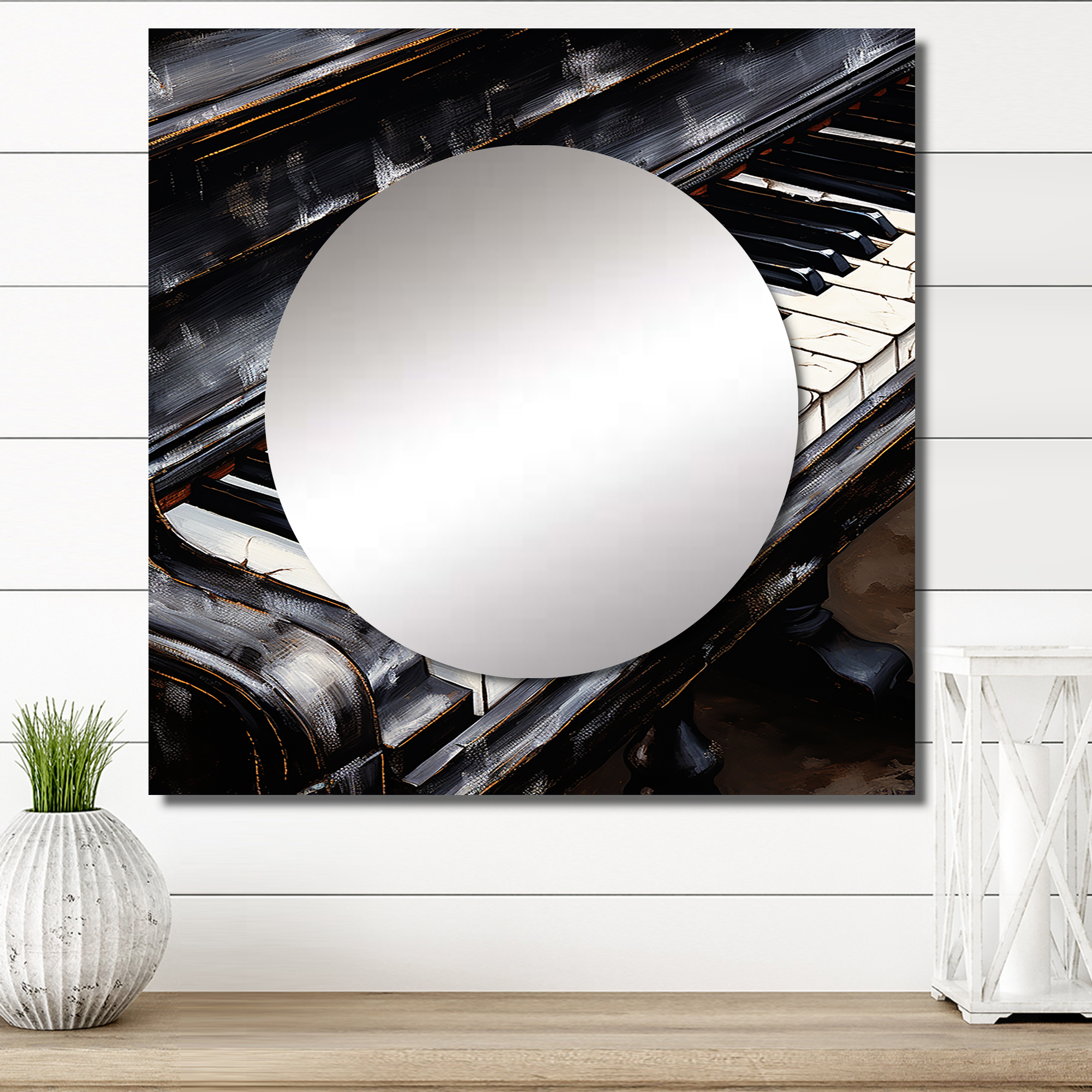 Designart "Serenity In Black And White Piano Keys" Music Piano Square ...