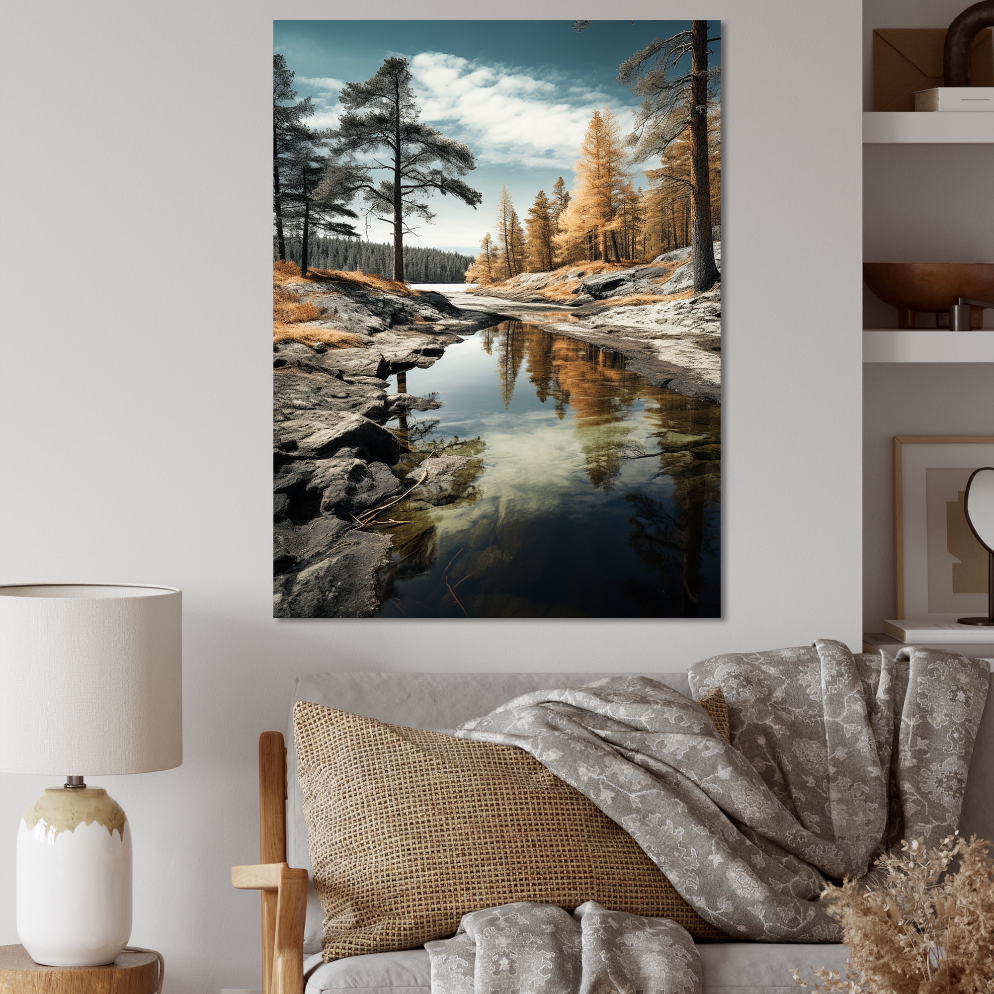 Designart "Serenity by the River in Sweden II" Sweden Wall Decor ...