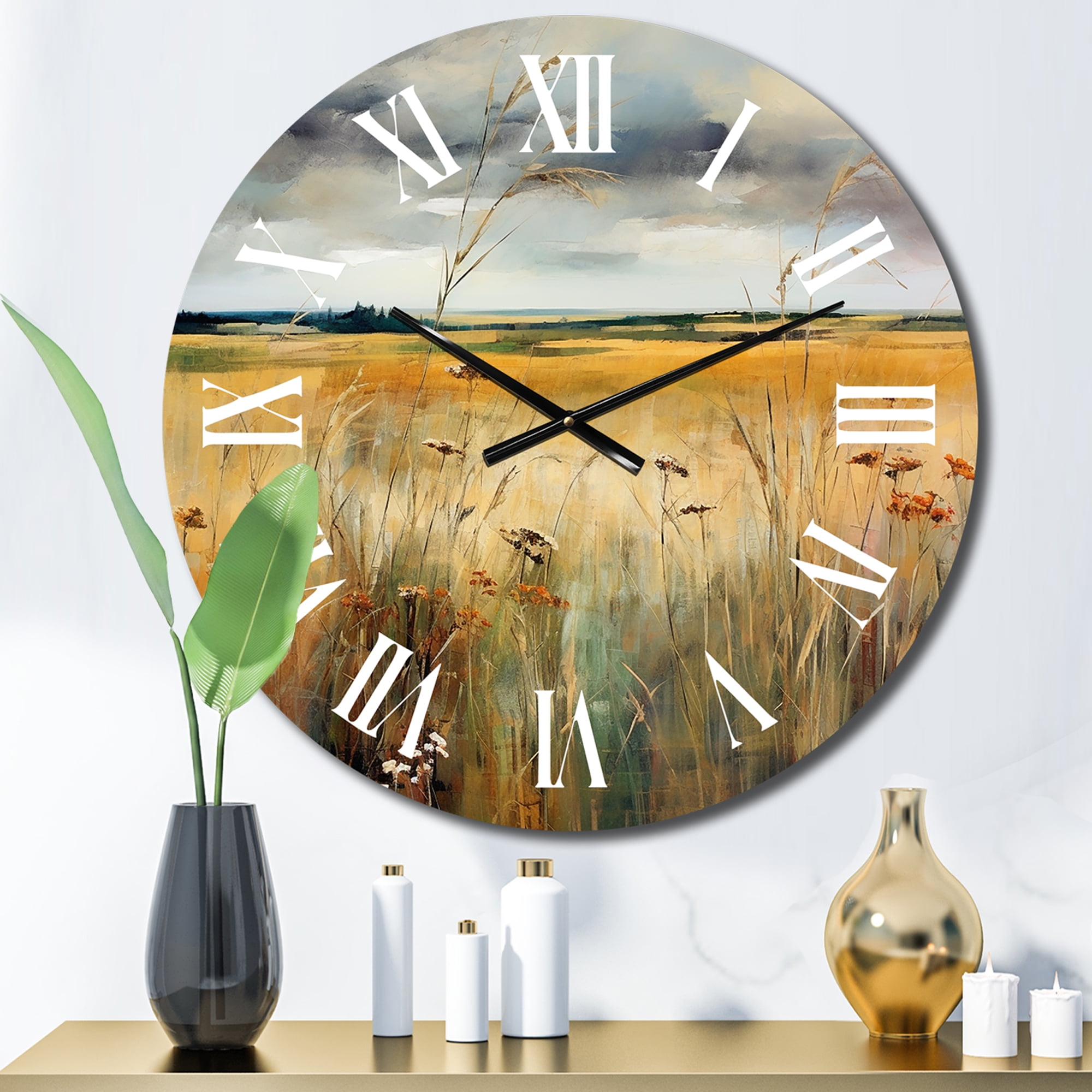 Designart "Serenity in the Meadow III" Landscapes Oversized Wall Clock ...