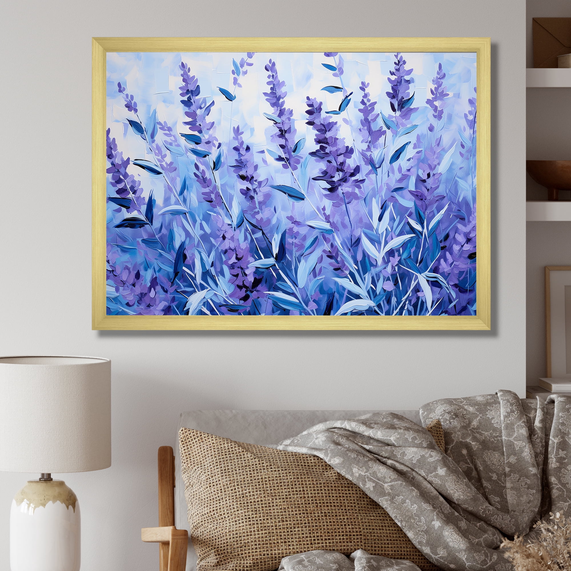 Designart "Serenity of Lavender II" Floral Framed Wall Art Decor ...