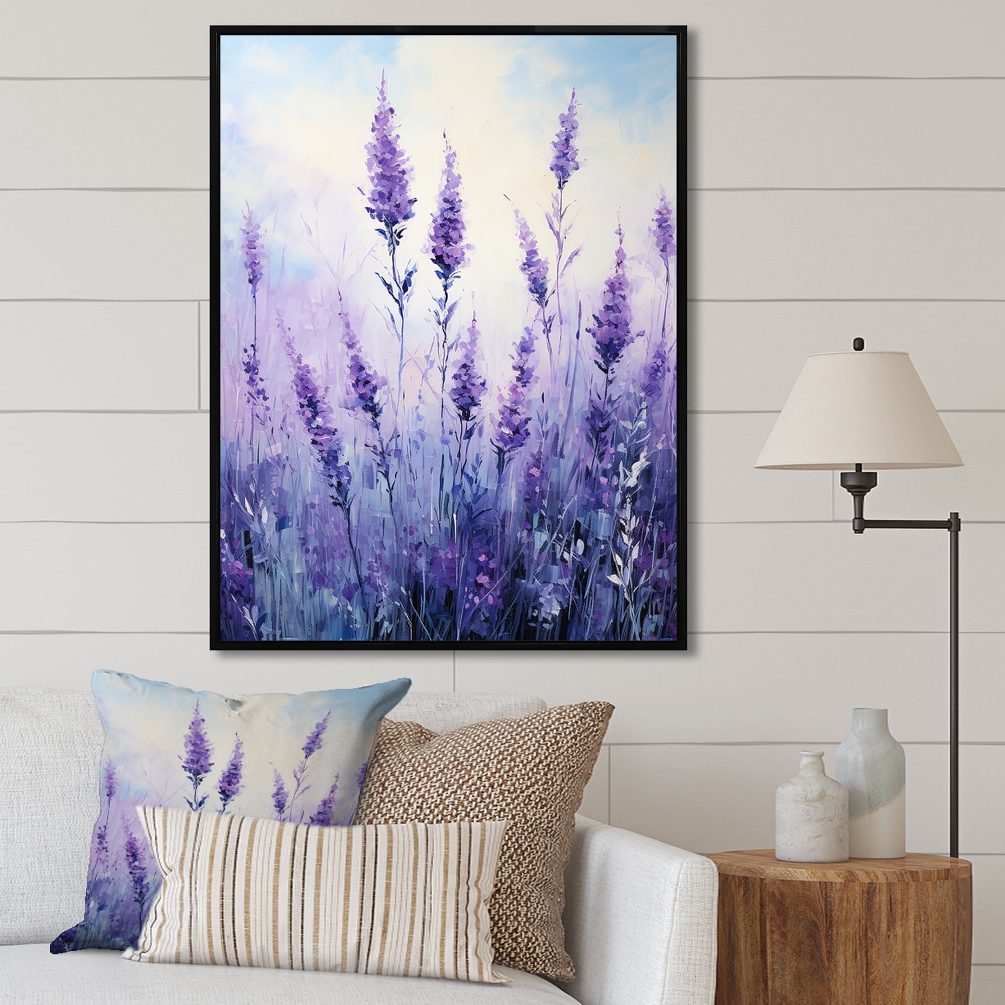 Designart "Serenity of Lavender III" Floral Framed Wall Art ...