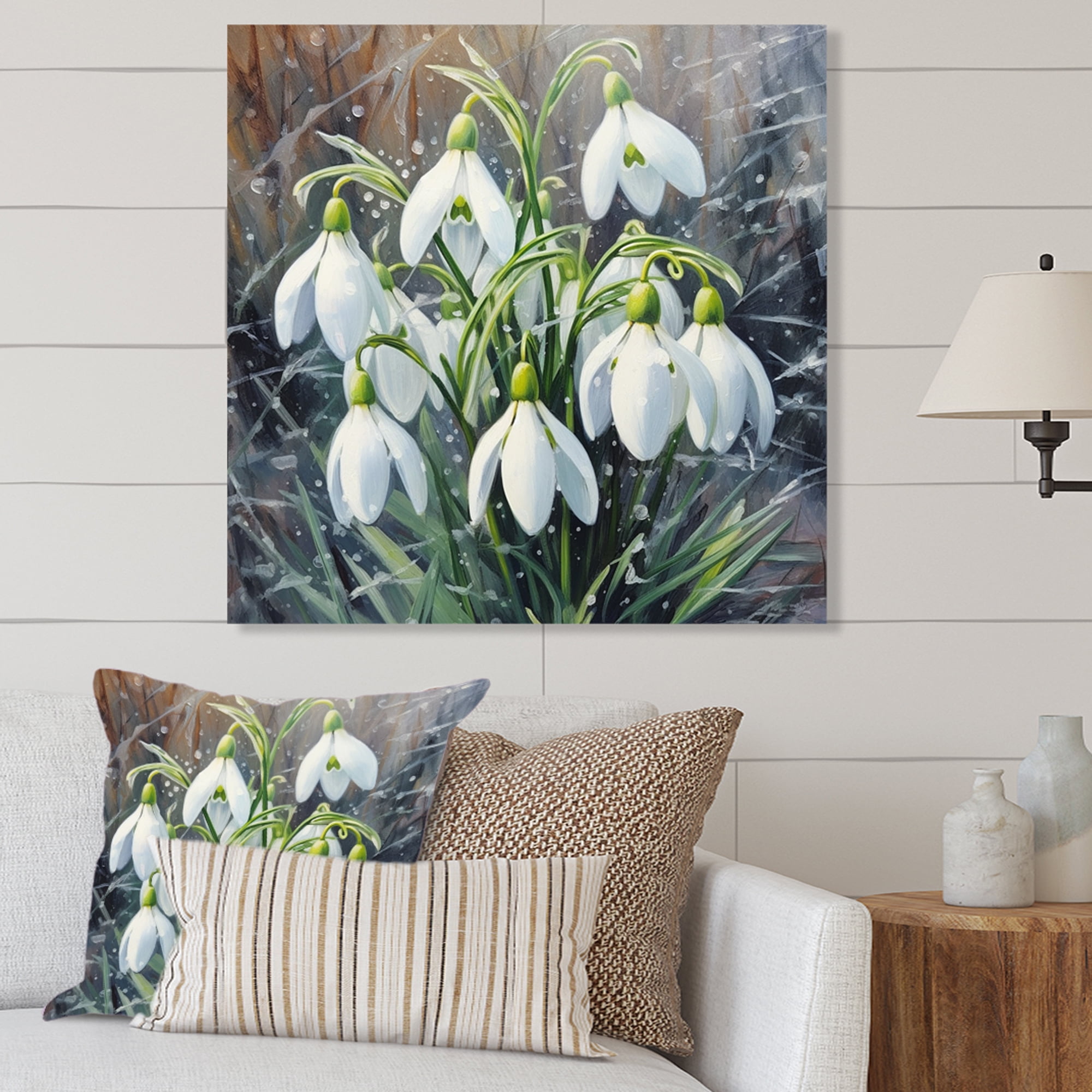 Designart "Serenity of Snowdrops in a Floral Setting II" Floral Metal ...