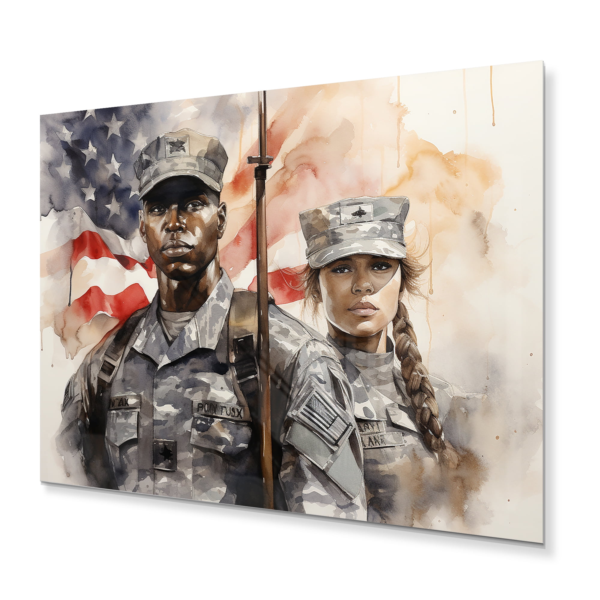 Designart "Serving With Soldiers Honor II" Army Metal Wall Decor ...