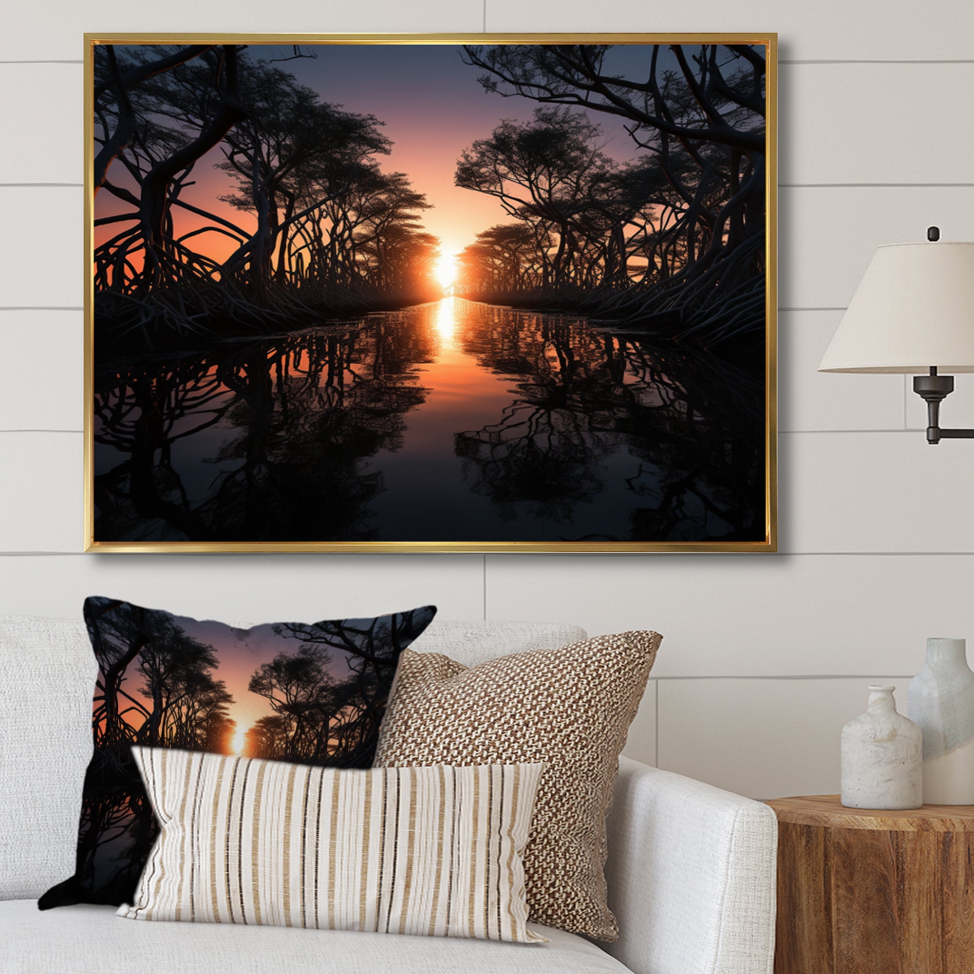 Designart "Shadowy Mangroves in Florida" Landscapes Floater Framed Wall ...