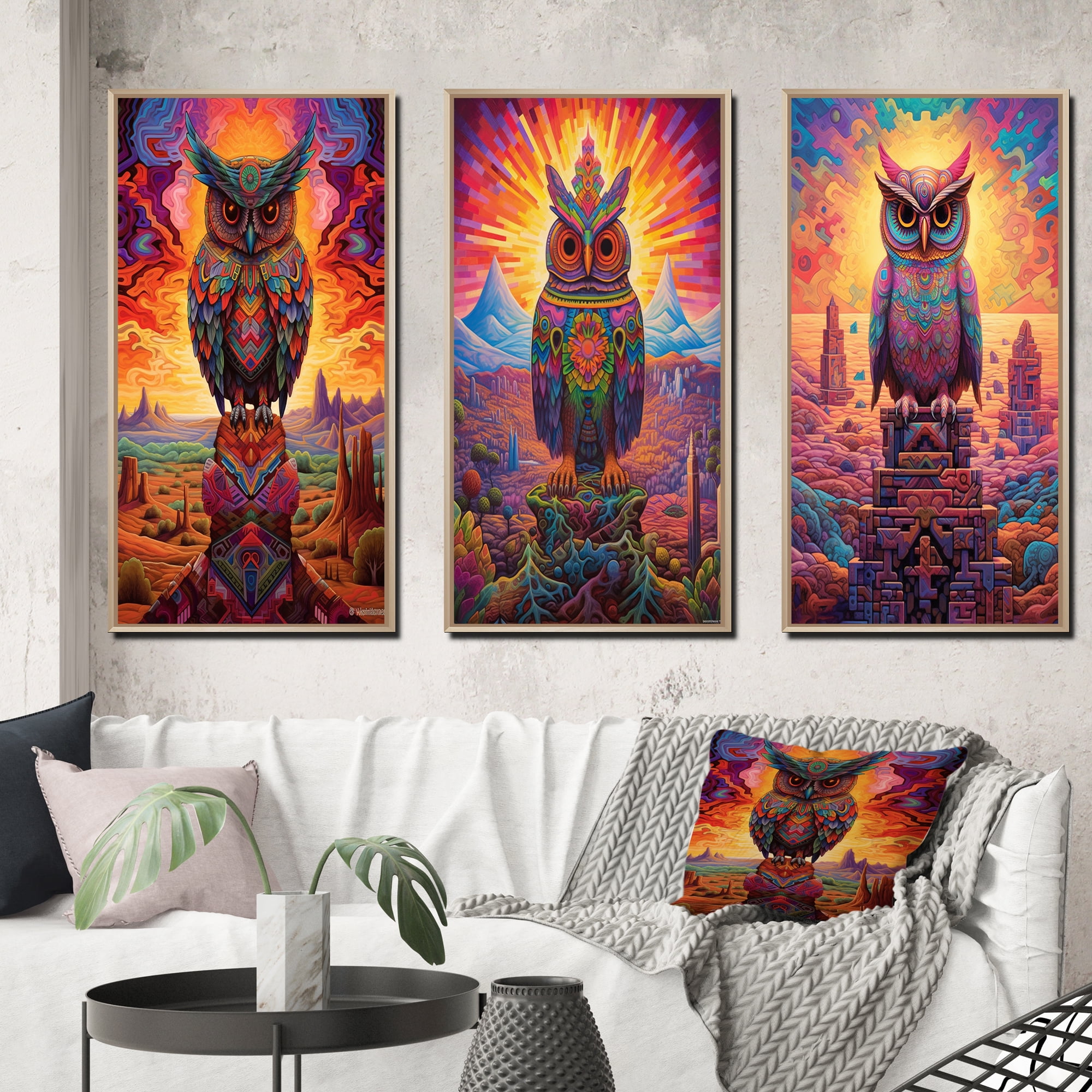 Designart "Shamanic Owl Portrait in Mexican Desert II" Animals Owl ...
