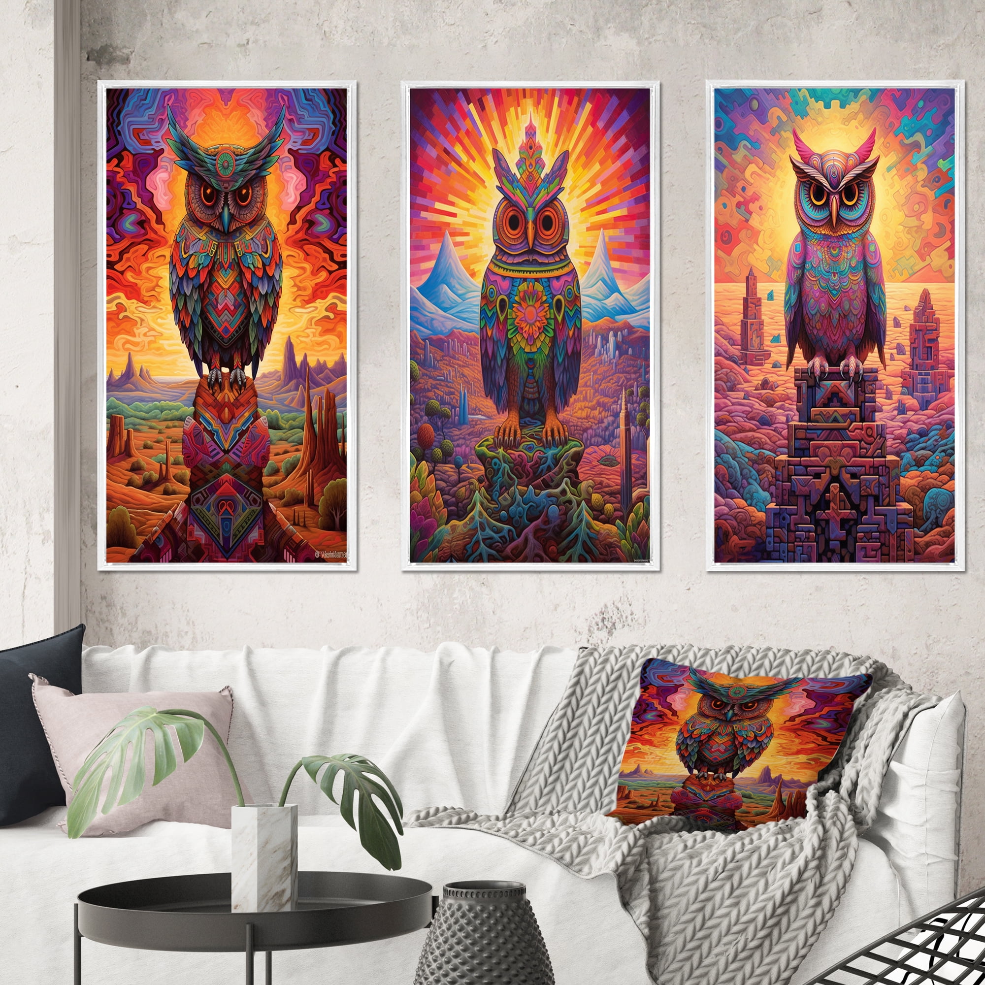 Designart "Shamanic Owl Portrait in Mexican Desert II" Animals Owl ...