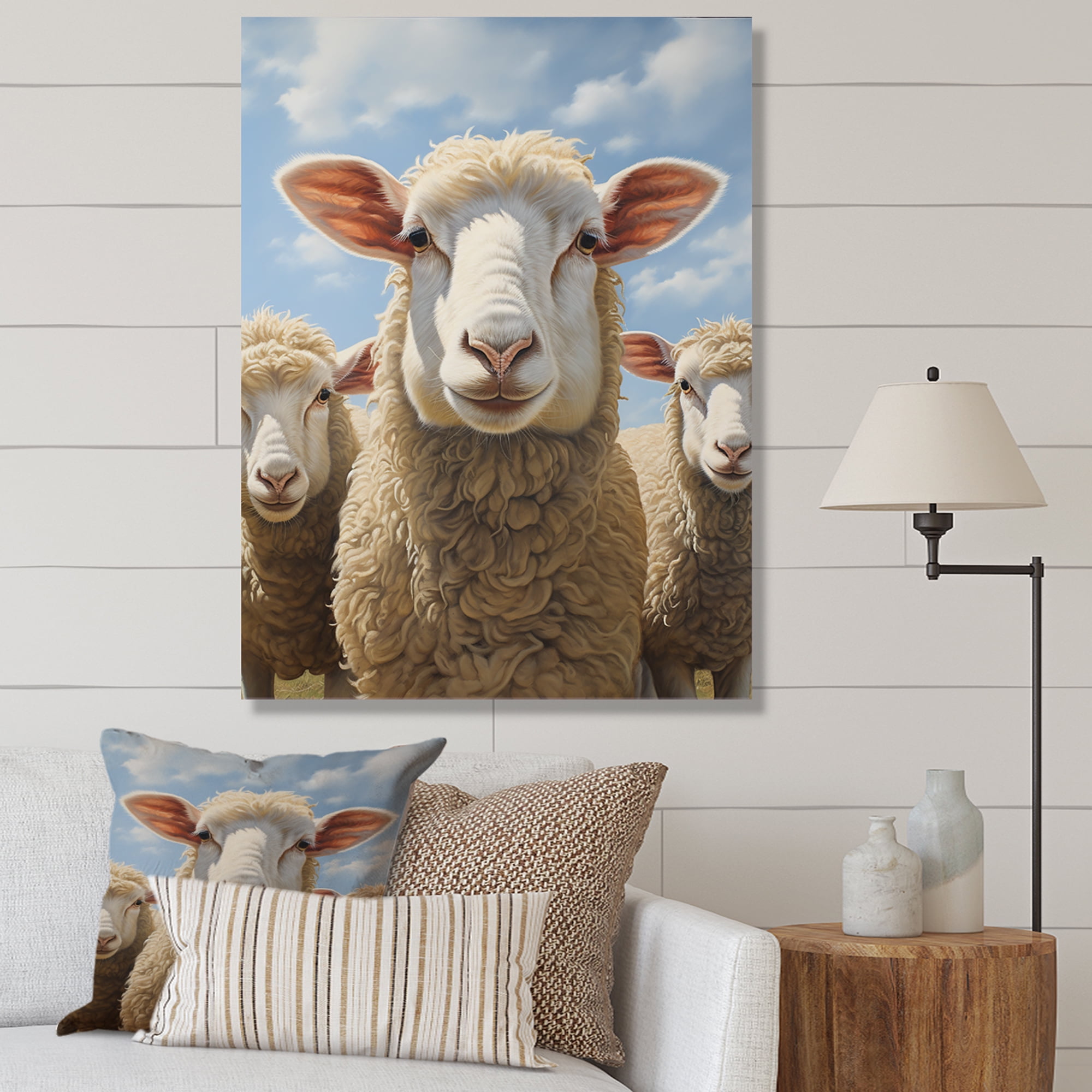 Designart "Sheep Family Selfie Time" Animals Wall Art Living Room ...