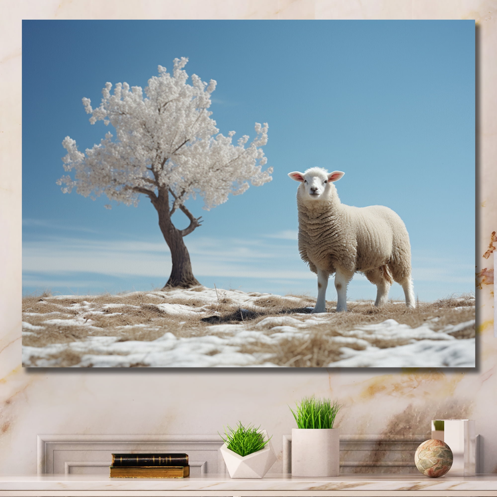 Designart "Sheep Minimalist silence" Animals Wall Art Print - Walmart.com