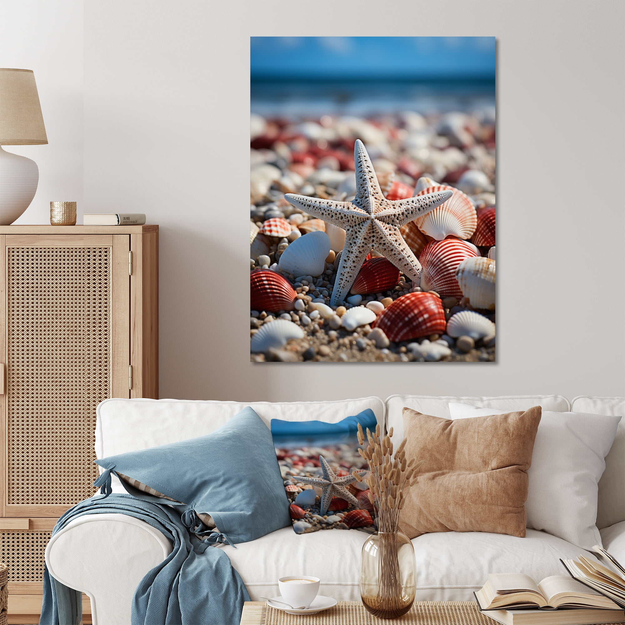 Designart "Shells in the Beach Coastal Treasures I" Seashell Metal Wall ...