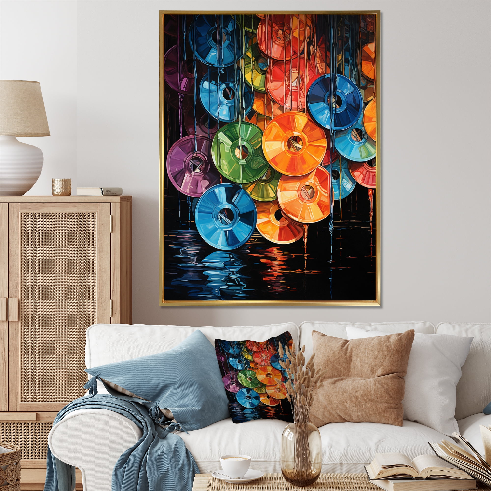 Designart "Shimmering Beats Compact Discs wall art I" Entertainment ...