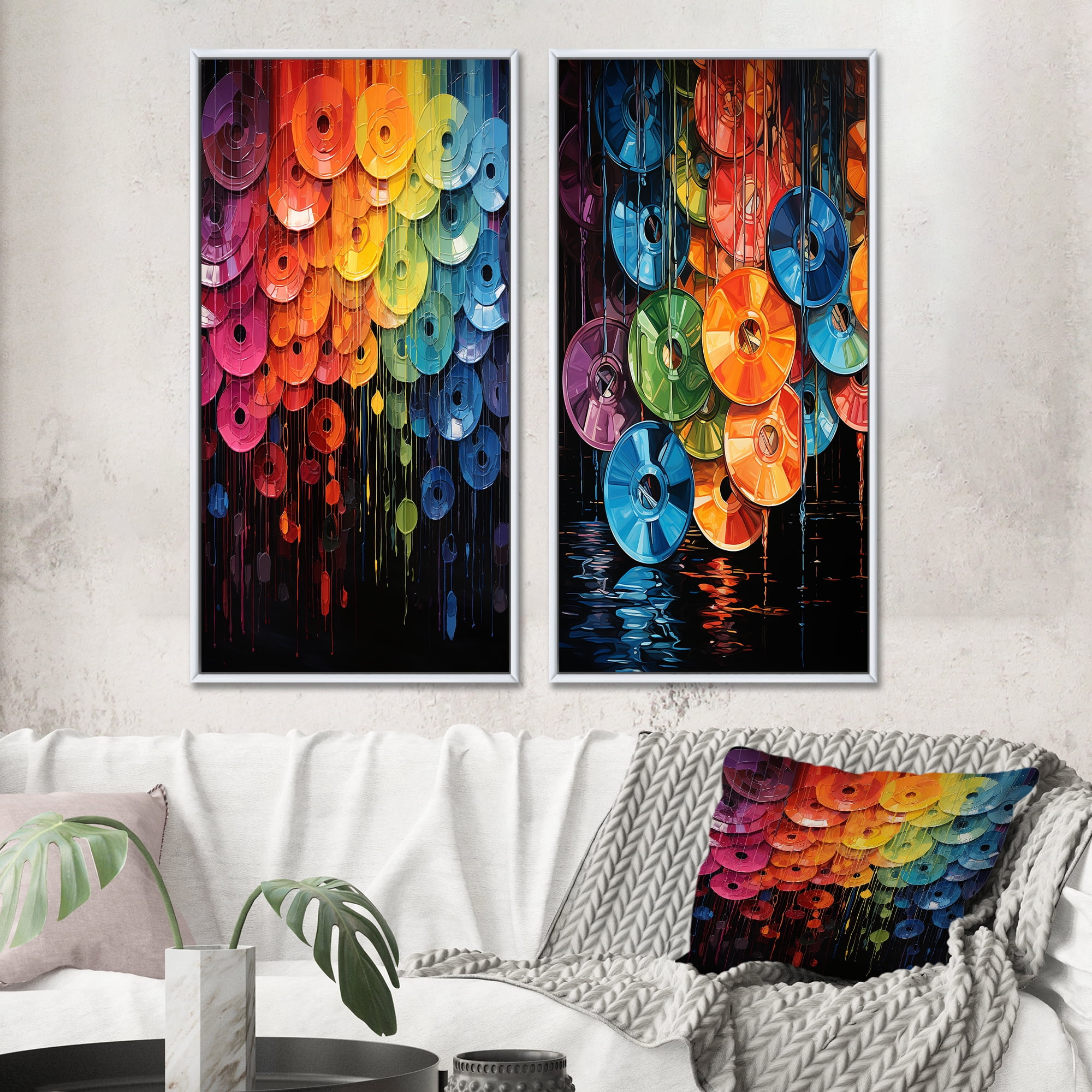 Designart "Shimmering Beats Compact Discs wall art II" Compact Discs ...