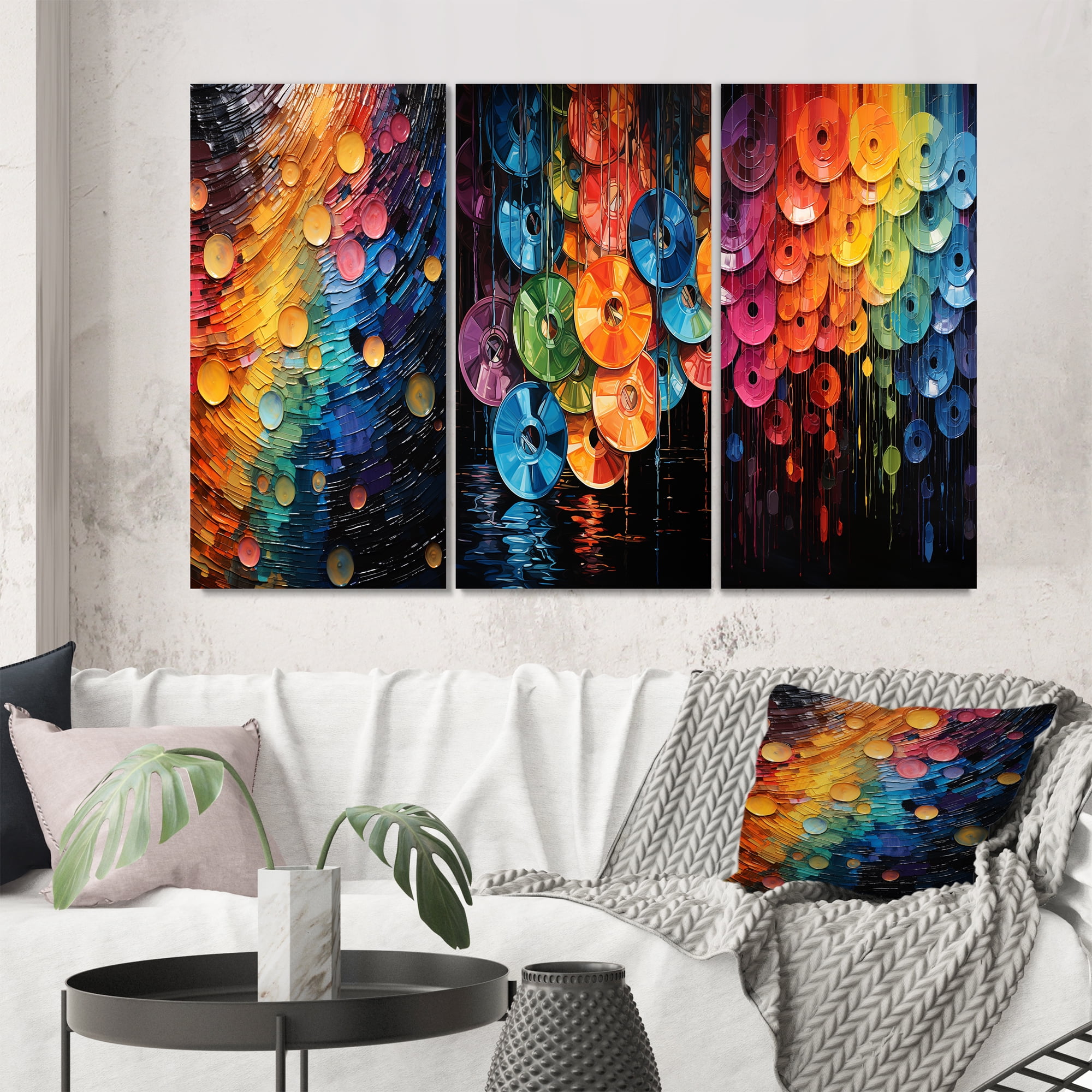 Designart "Shimmering Beats Compact Discs wall art III" Entertainment ...