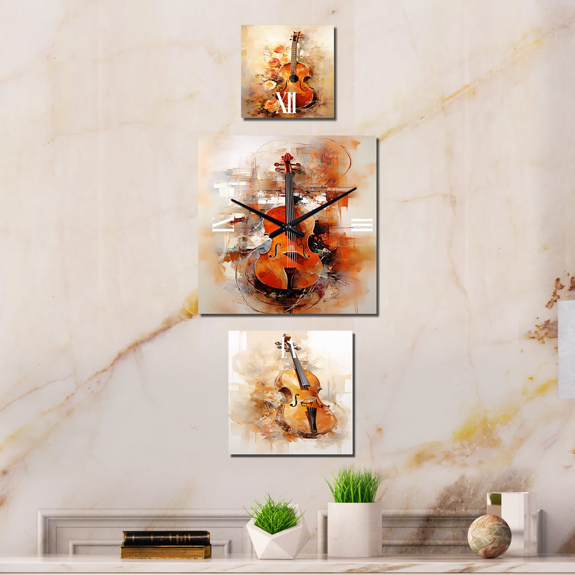 Designart "Sienna Serenade of Violin and Mandolin" Music Extra large ...