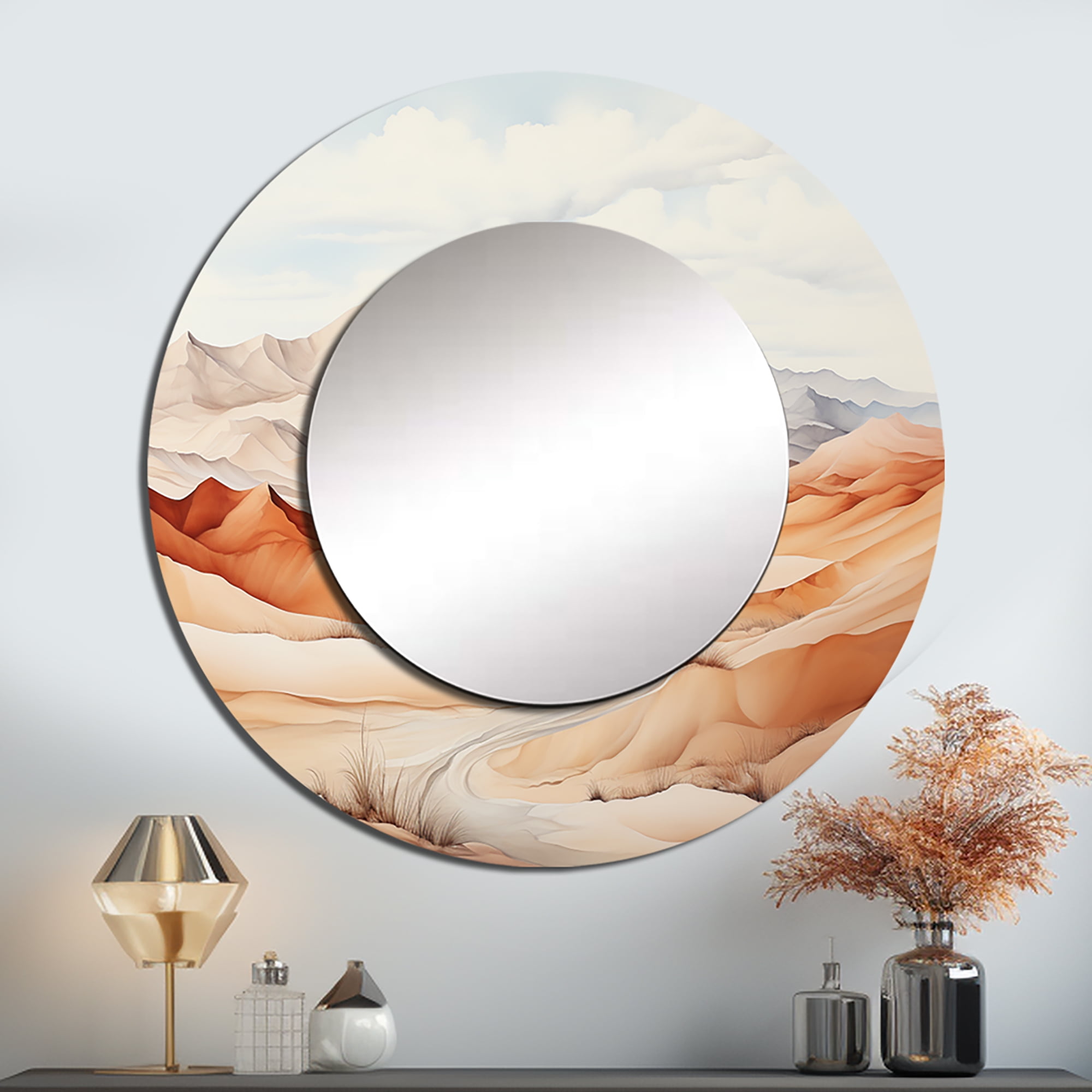 Designart "Silence In The Sahara Desert" Desert Rund Mirror For Wall ...