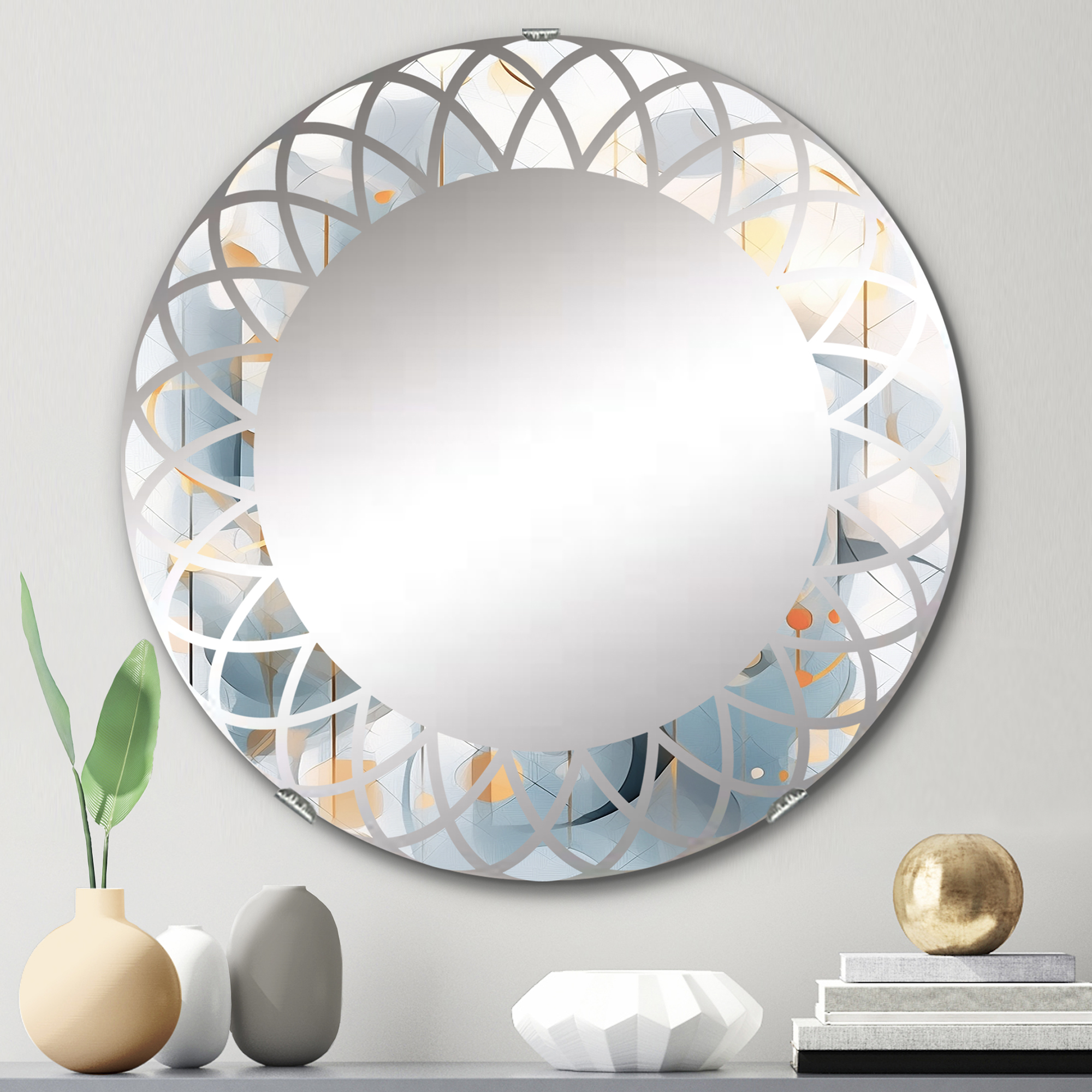 Designart "Silence Unveiled" Minimalism Round Wall Mirror - Modern Oval ...
