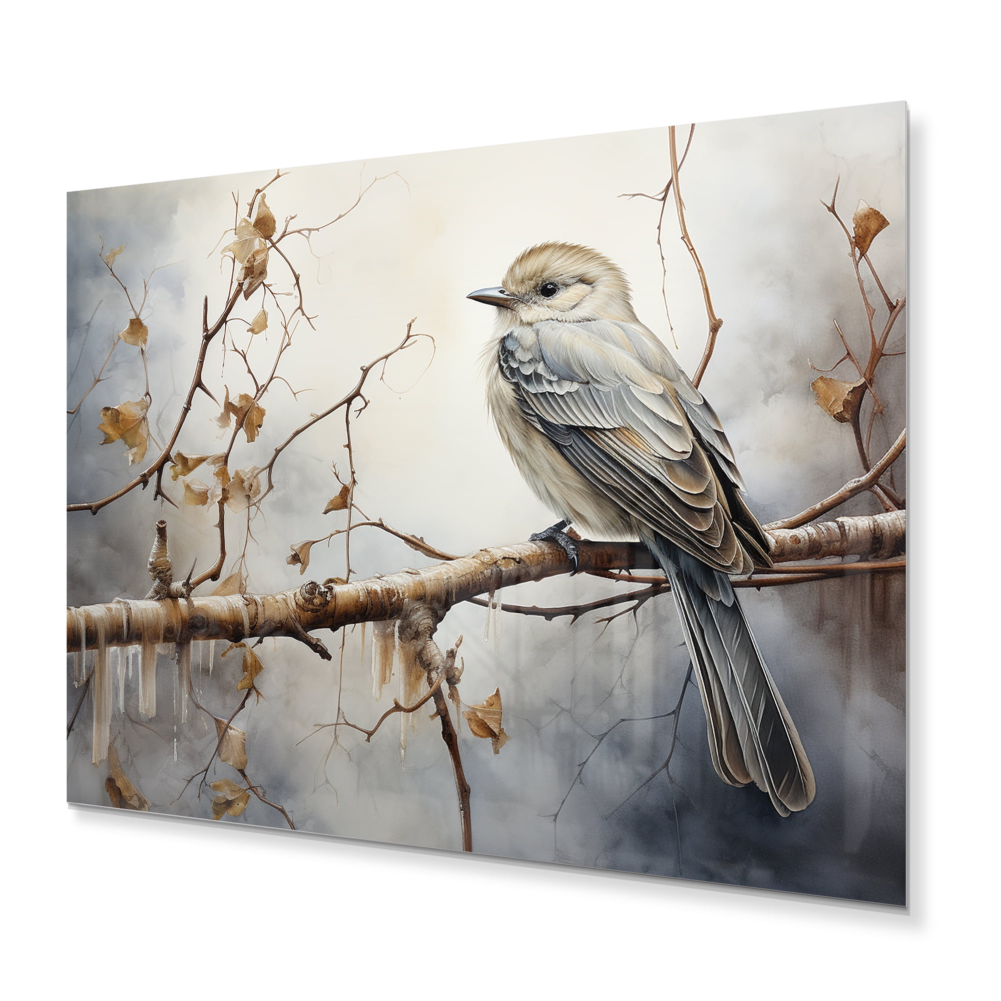Designart "Silent Bird Watcher IV" Animals Metal Art Living Room ...