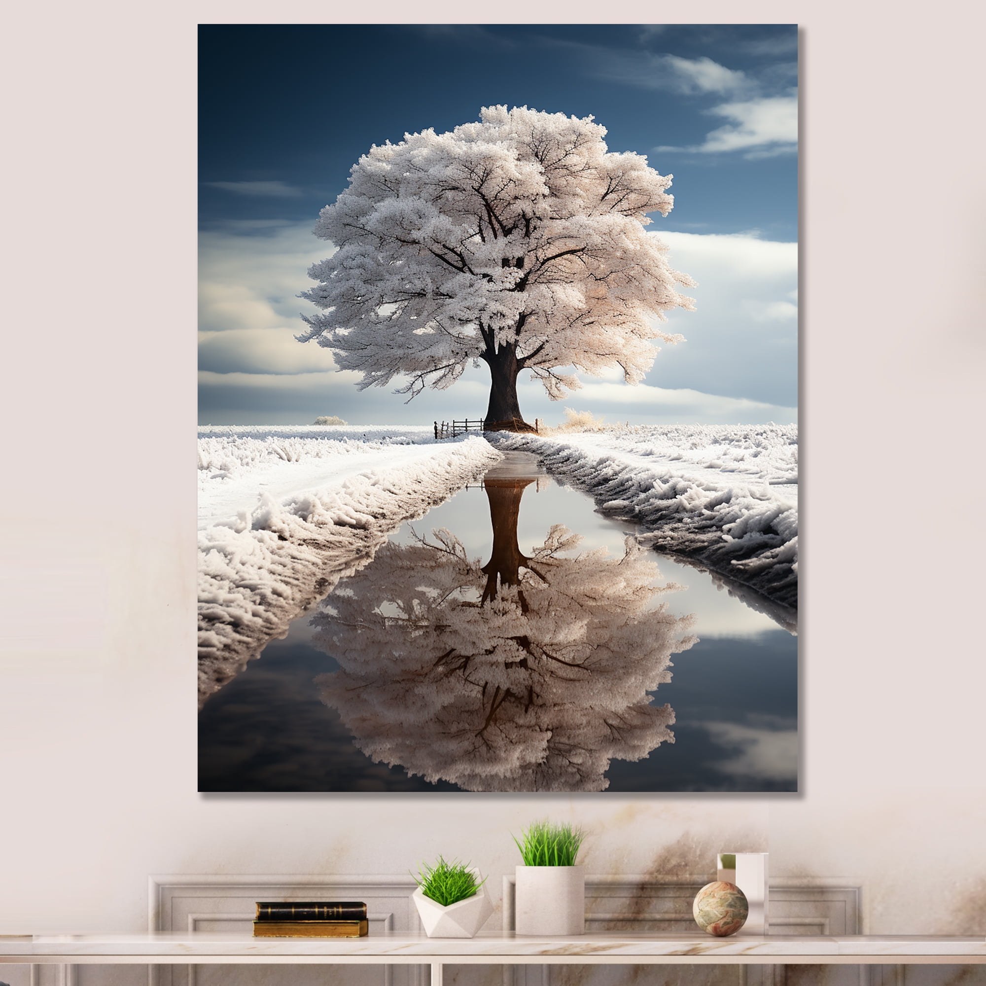 Designart "Silent Guardians White Tree" Landscape Trees Wall Art Print ...