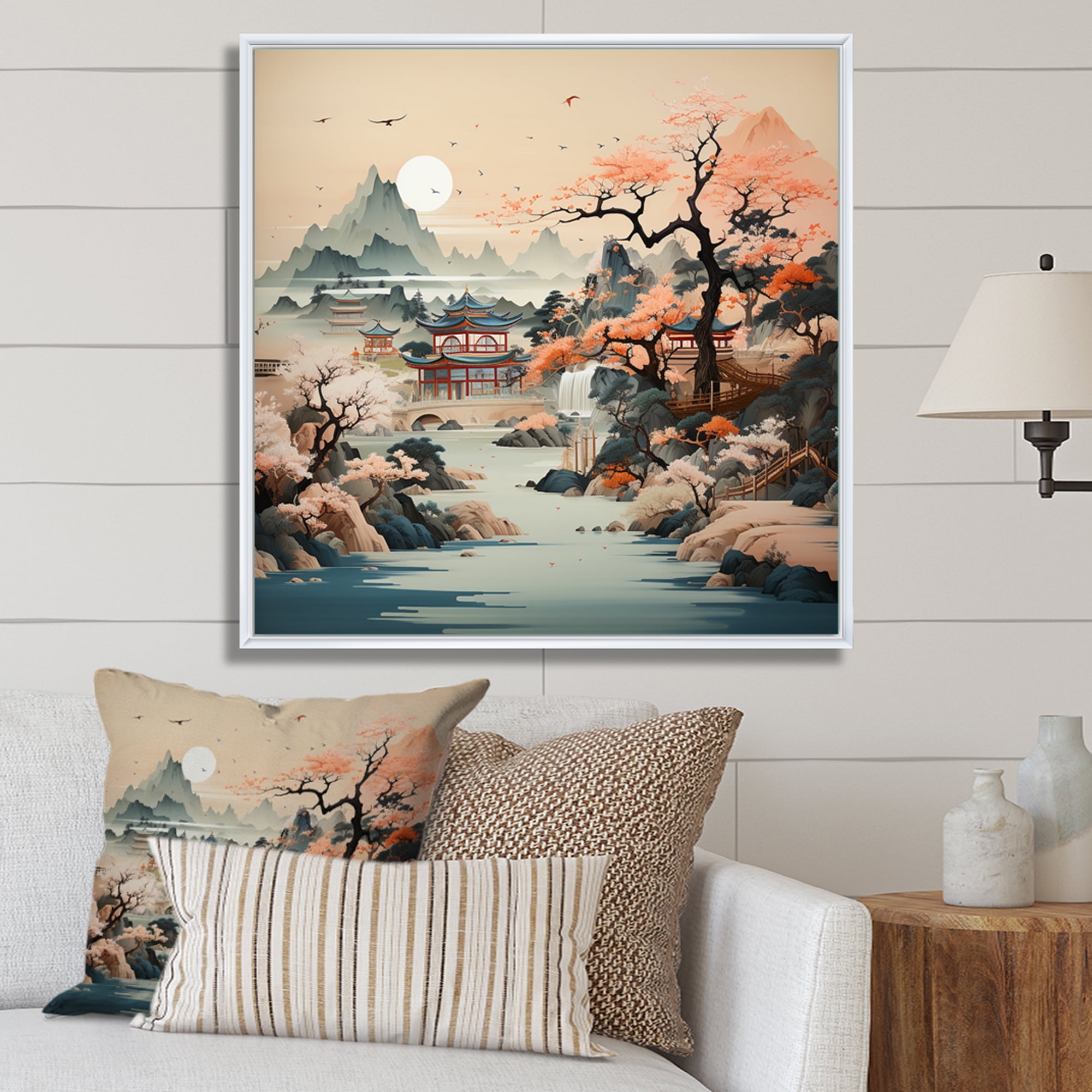 Designart "Silk Road China Art painting II" Chinese Floater Framed Wall ...
