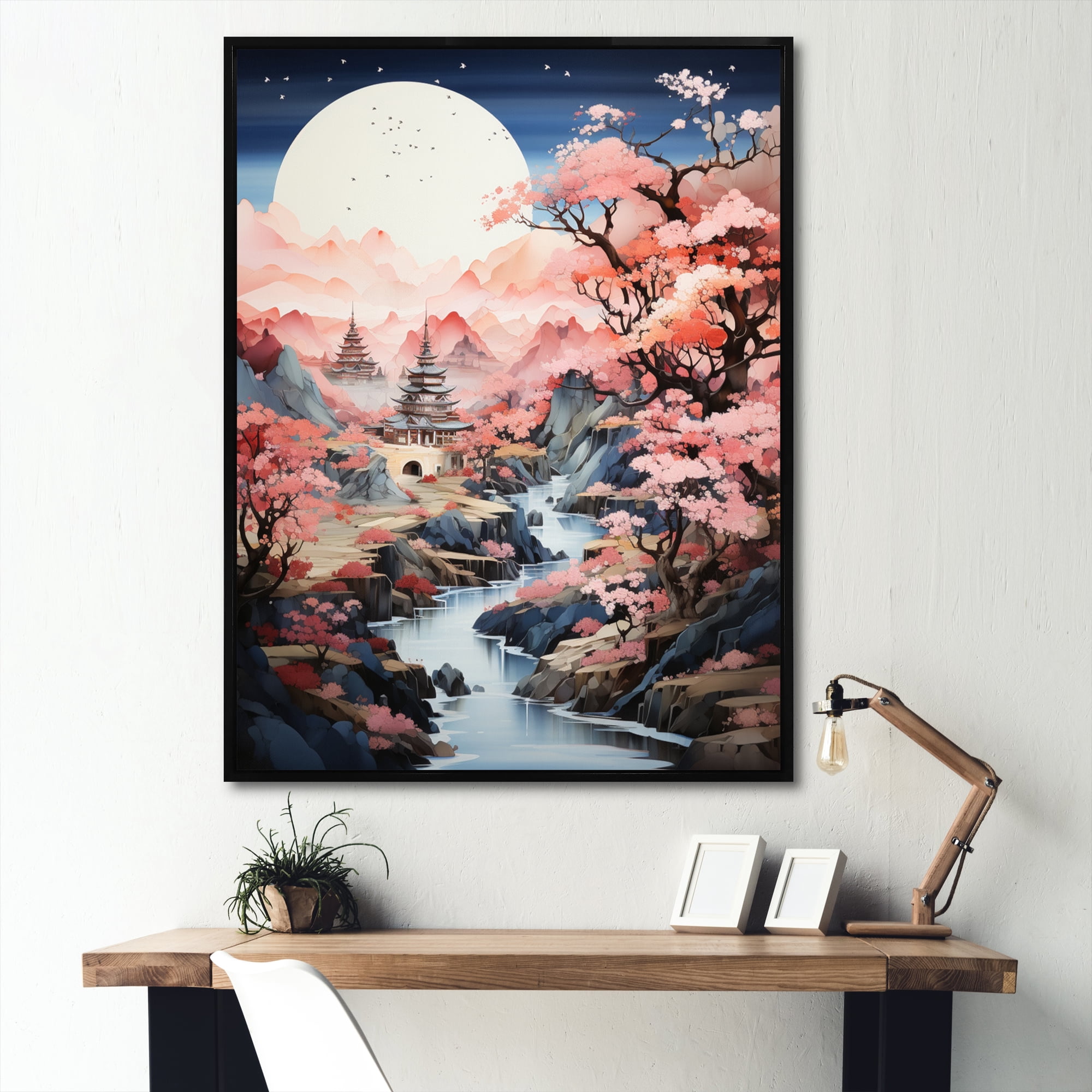 Designart "Silk Road China Art painting VIII" Chinese Floater Framed ...