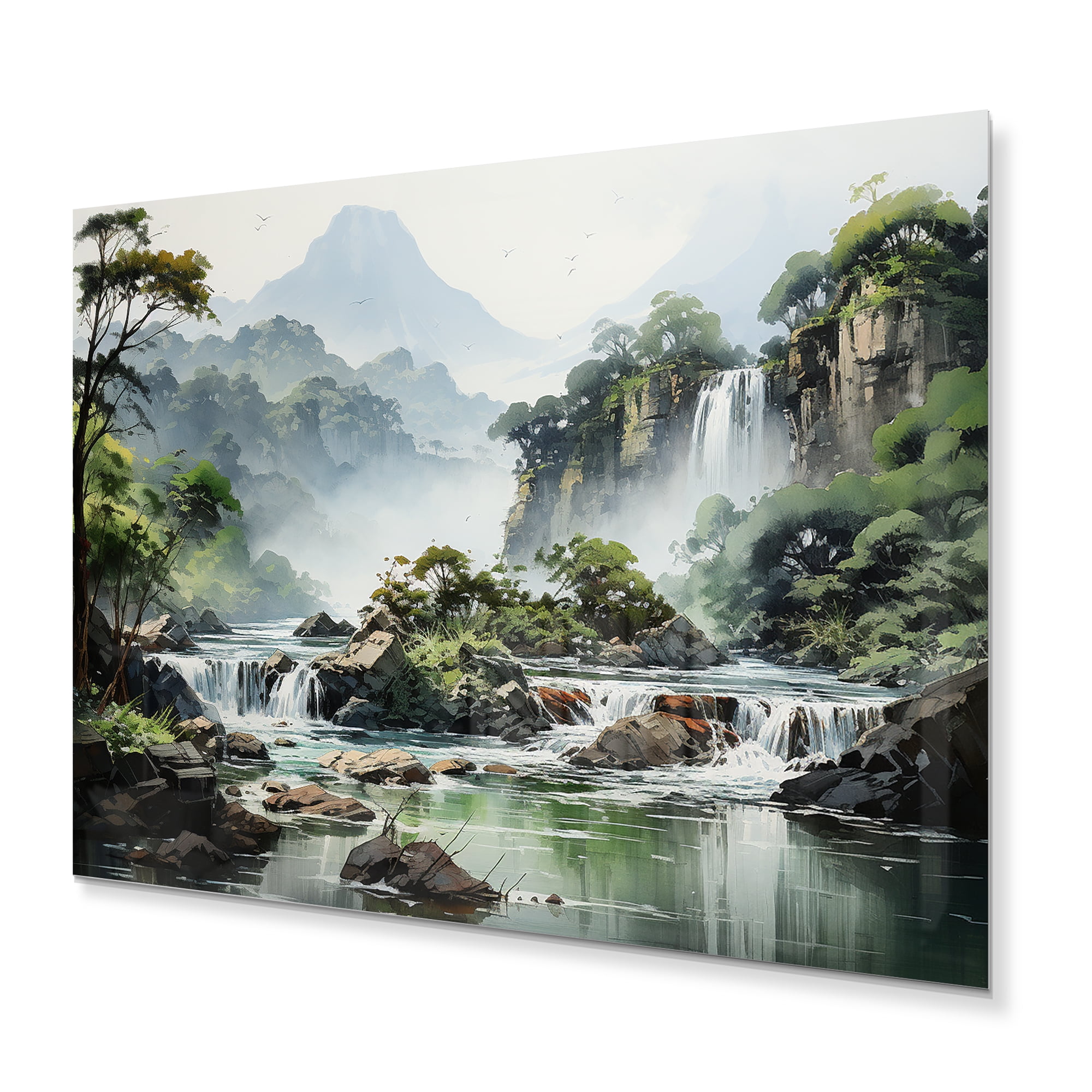 Designart "Silver Cascade Waterfalls in Vietnam II" Landscapes Metal ...