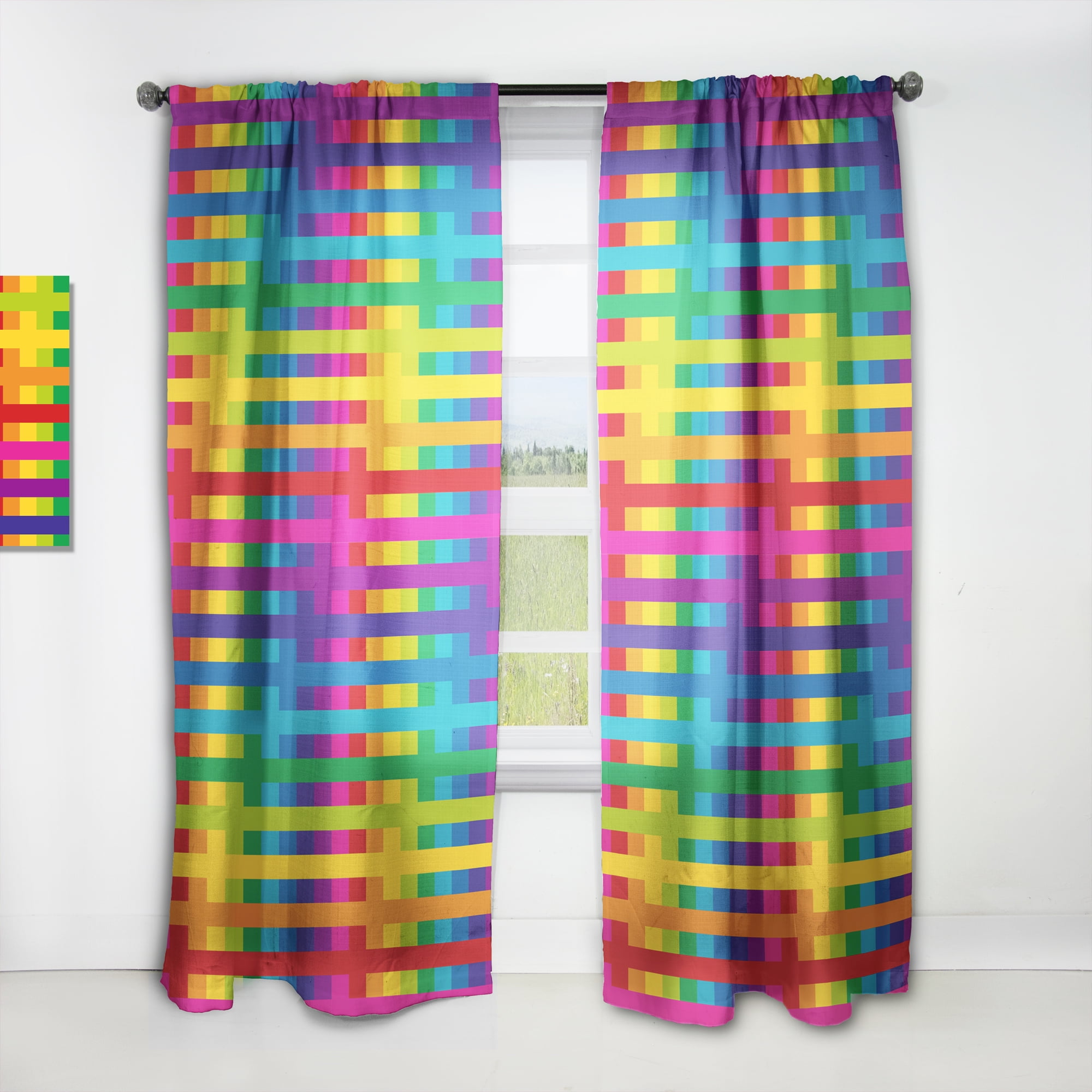 Designart 'Simple Geometric Pattern With Rainbow Colors ' Mid-Century ...