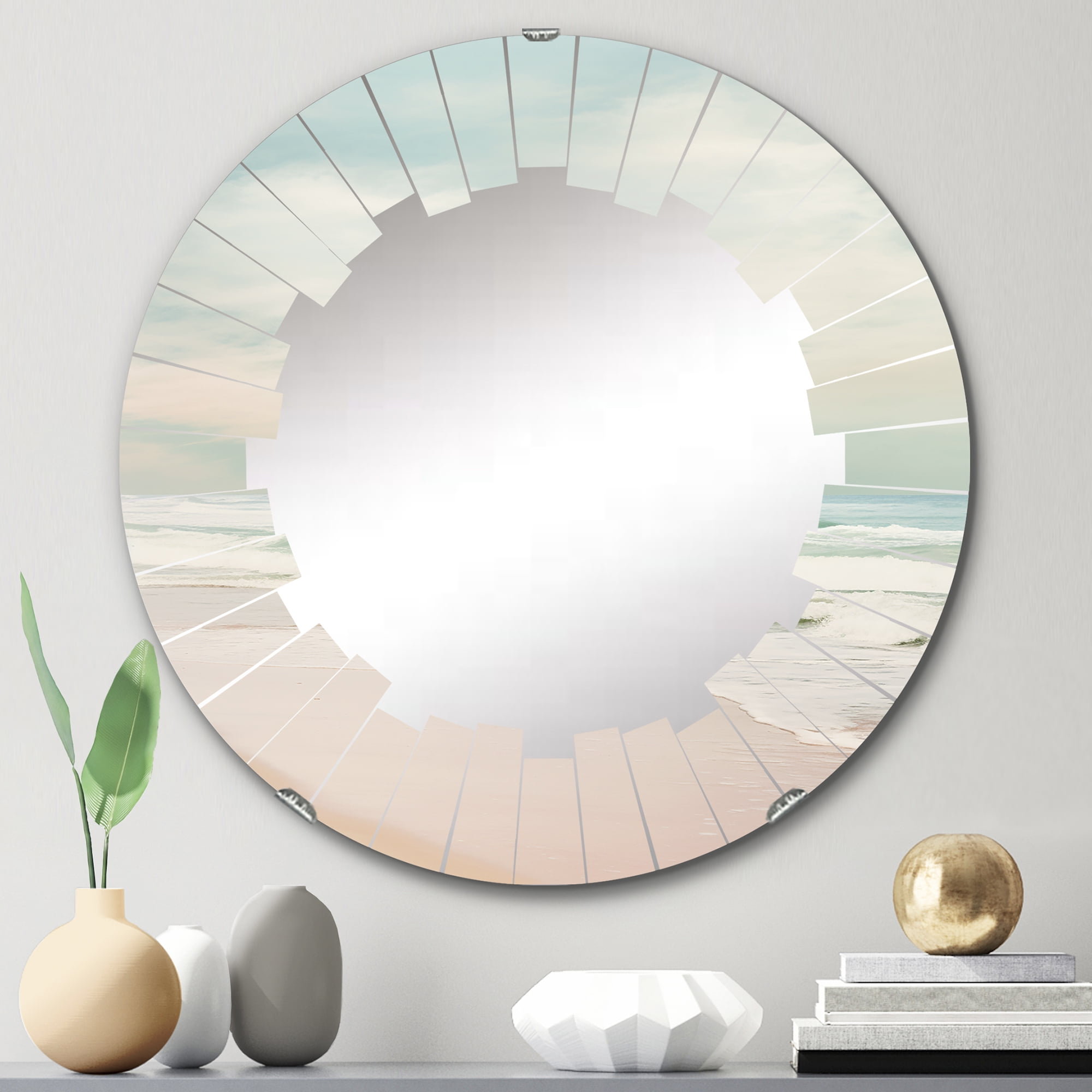 Designart "Simplicity Beach Landscape VIII" Nautical & Beach Round Wall ...