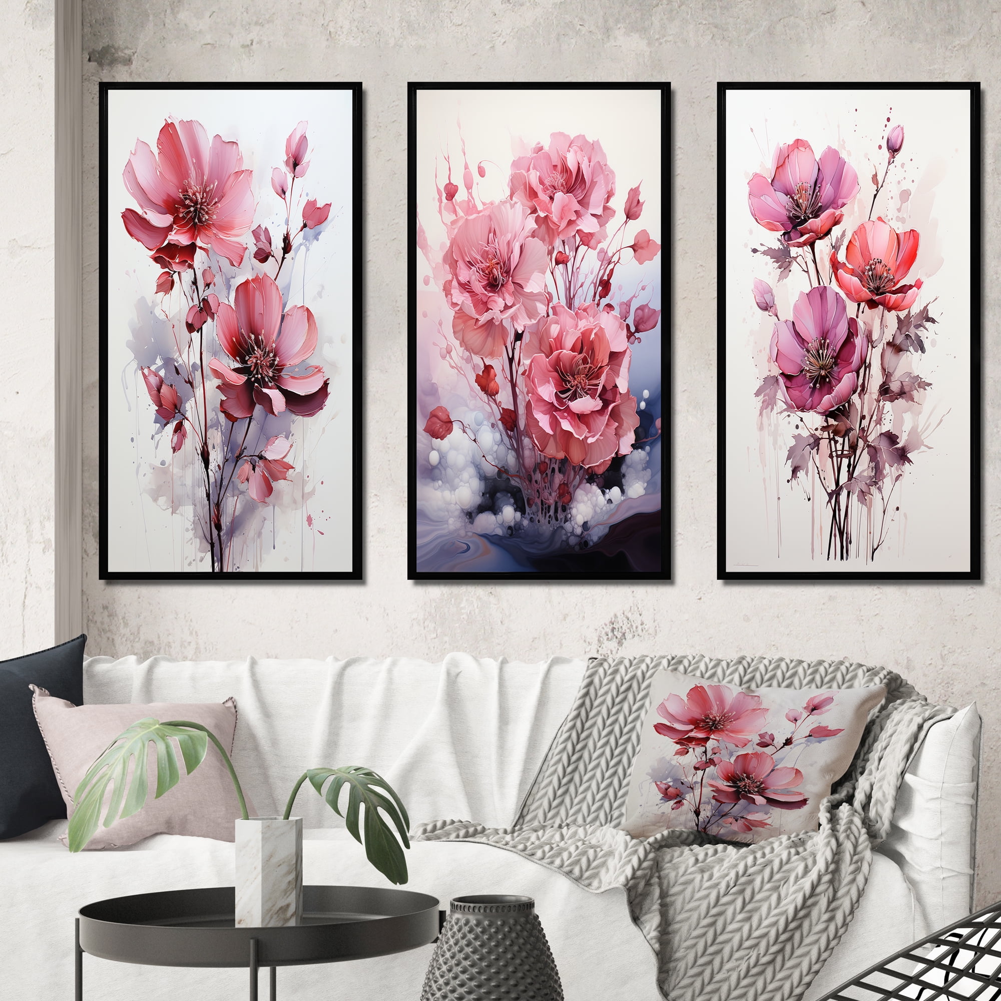 Designart "Simplicity in Bloom Pink Minimalist Delight III" Abstract ...