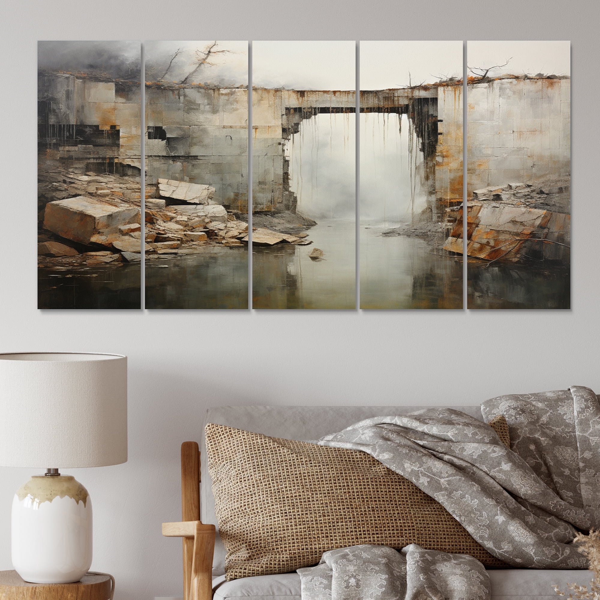 Designart "Simplicity Bridge Power" Architecture Metal Wall Decor Set ...