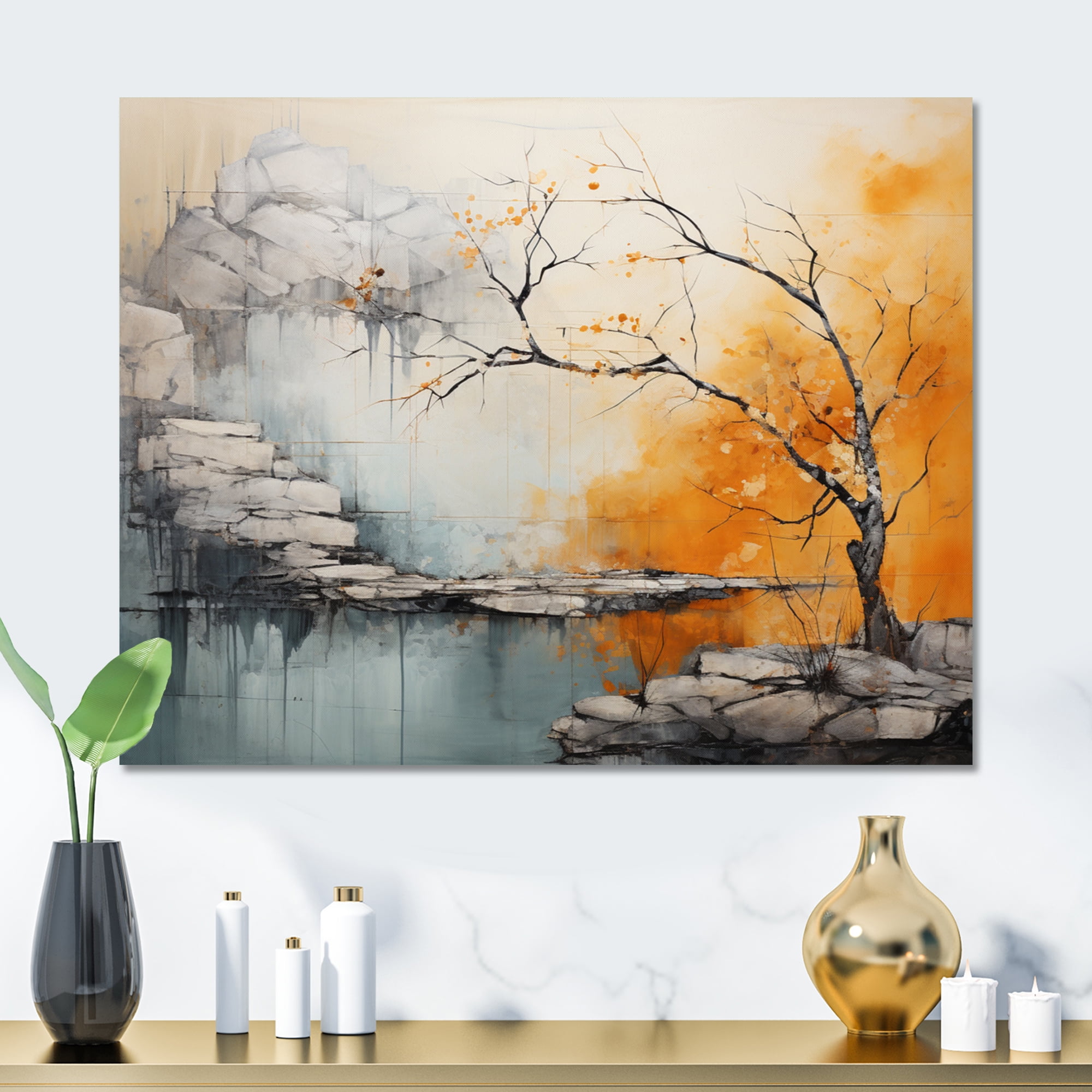 Designart "Simplicity Tree Ephemeral Power III" Modern Metal Wall Art ...