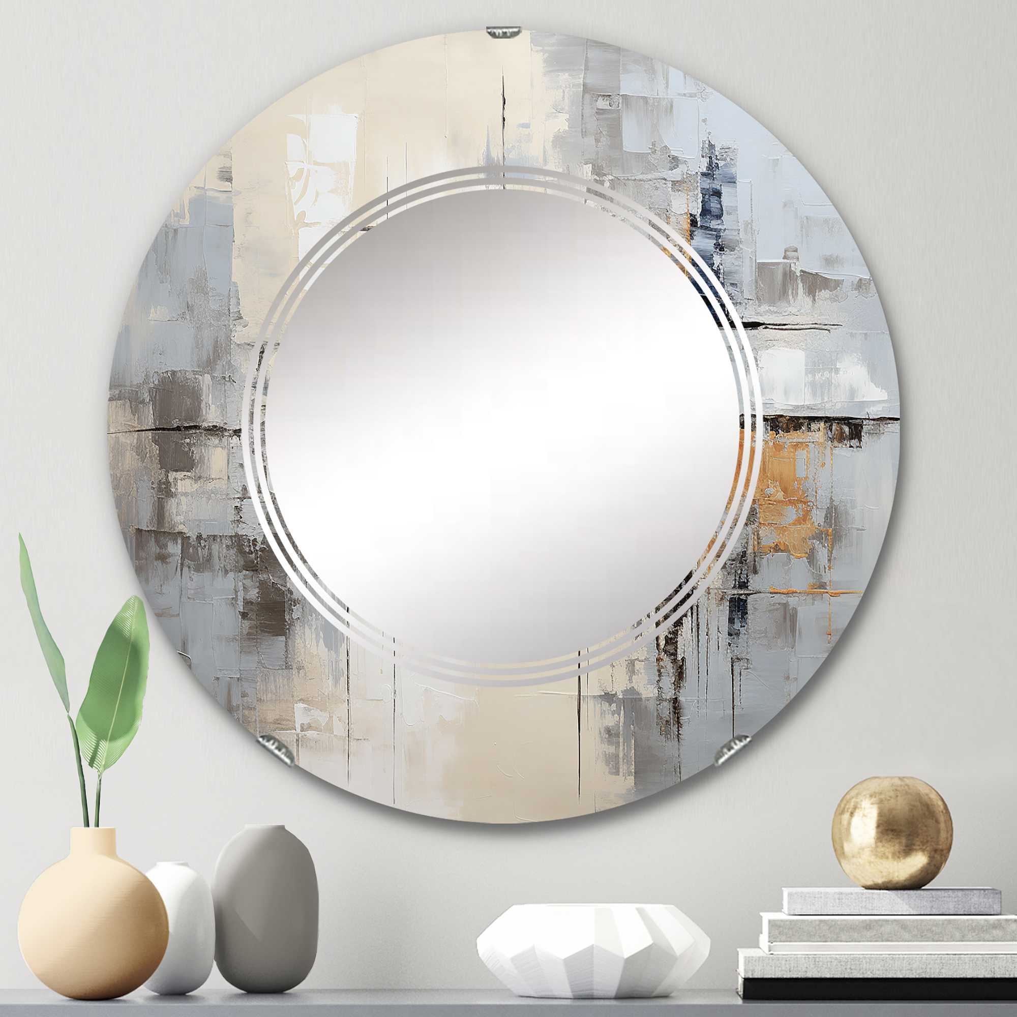 Designart "Simplified Compilation I" Abstract Collages Round Wall ...