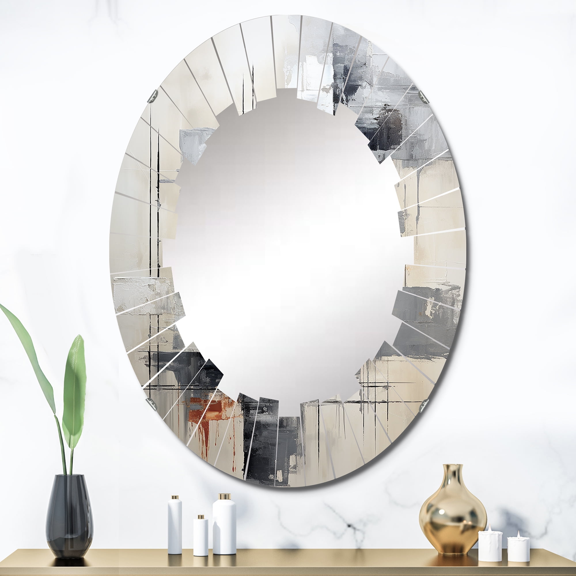 Designart "Simplified Compilation V" Abstract Collages Round Wall ...