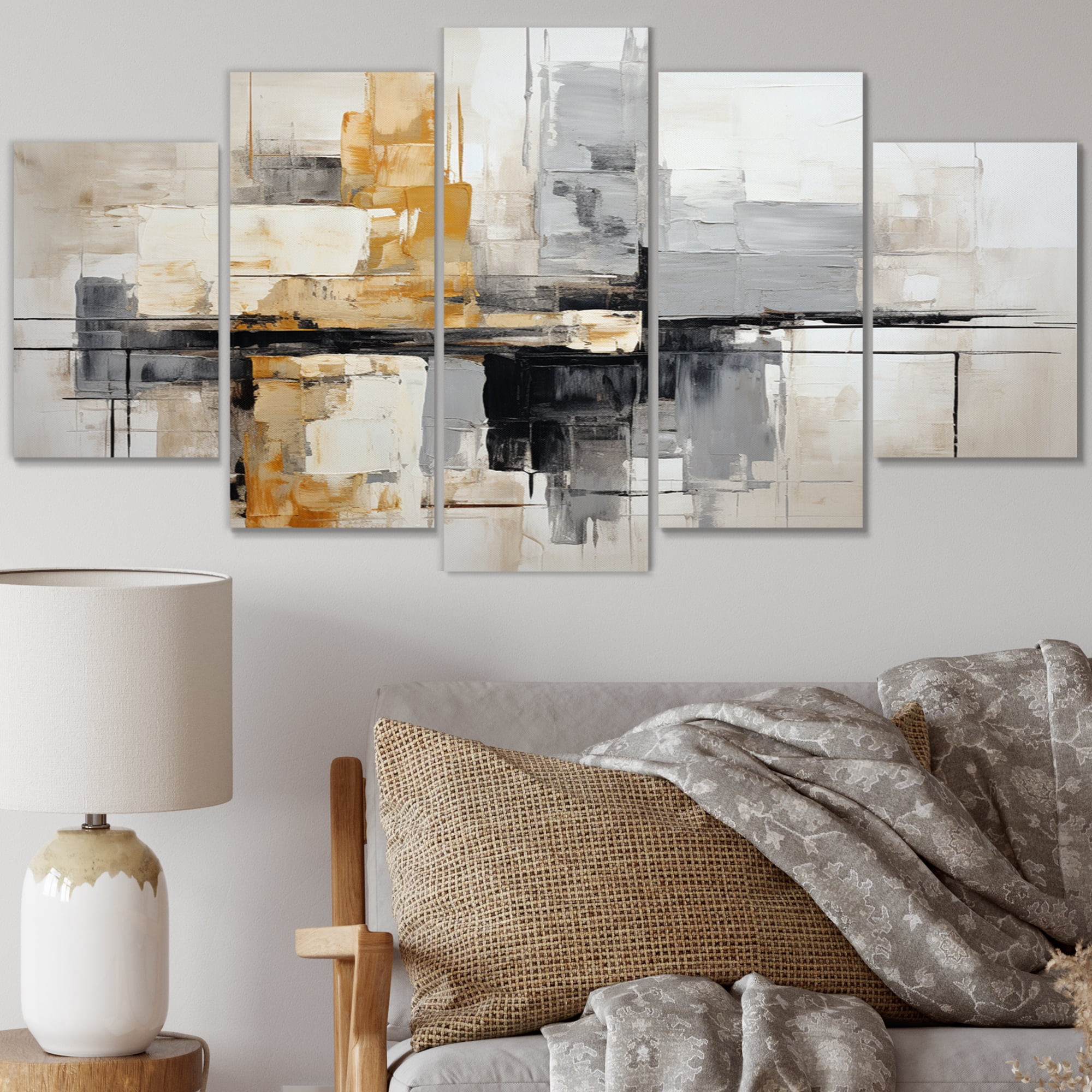 Designart "Simplified Compilation VI" Abstract Collages Metal Wall ...