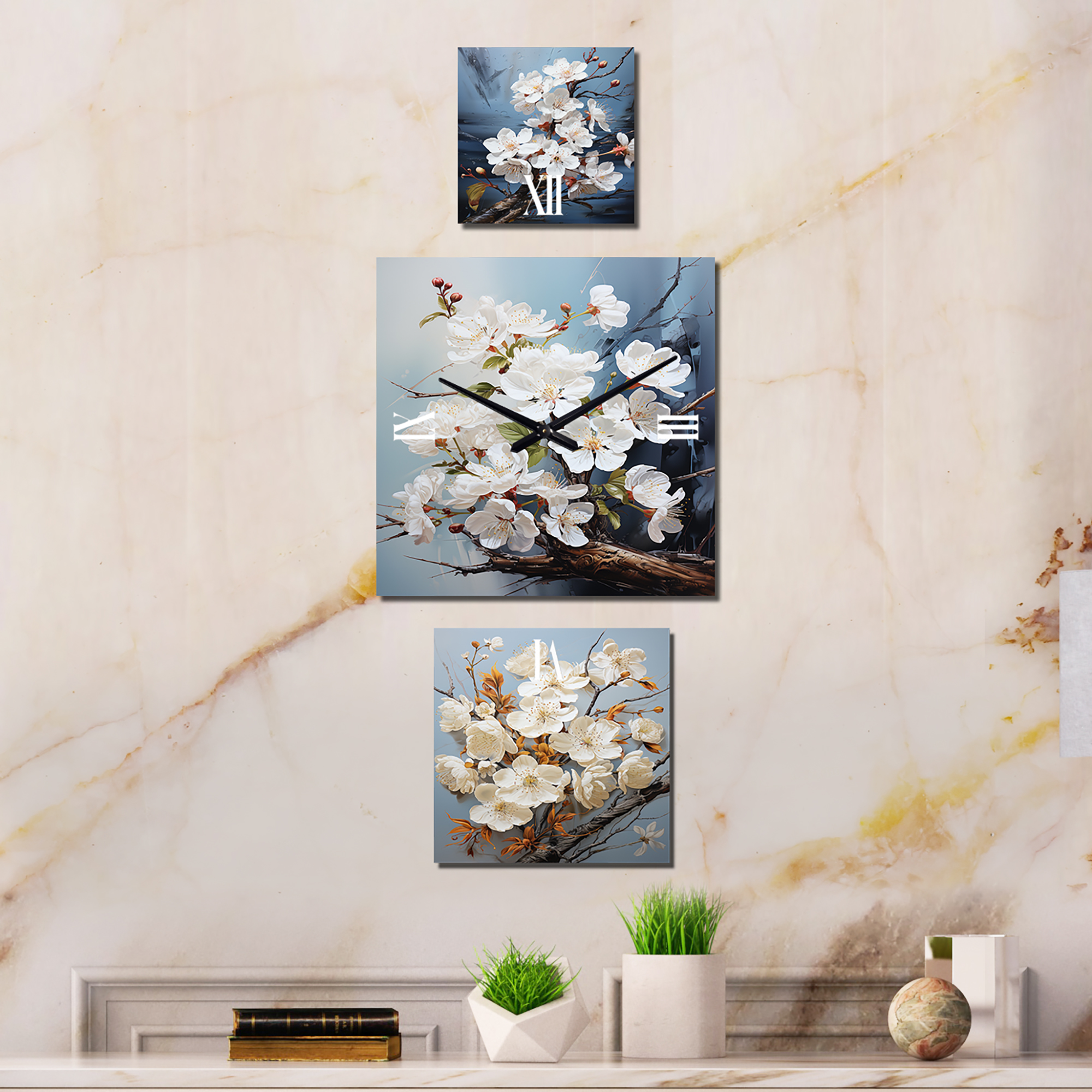 Designart "Simplistic Azure and Snow Cherry Blossom" Cherry Blossom ...