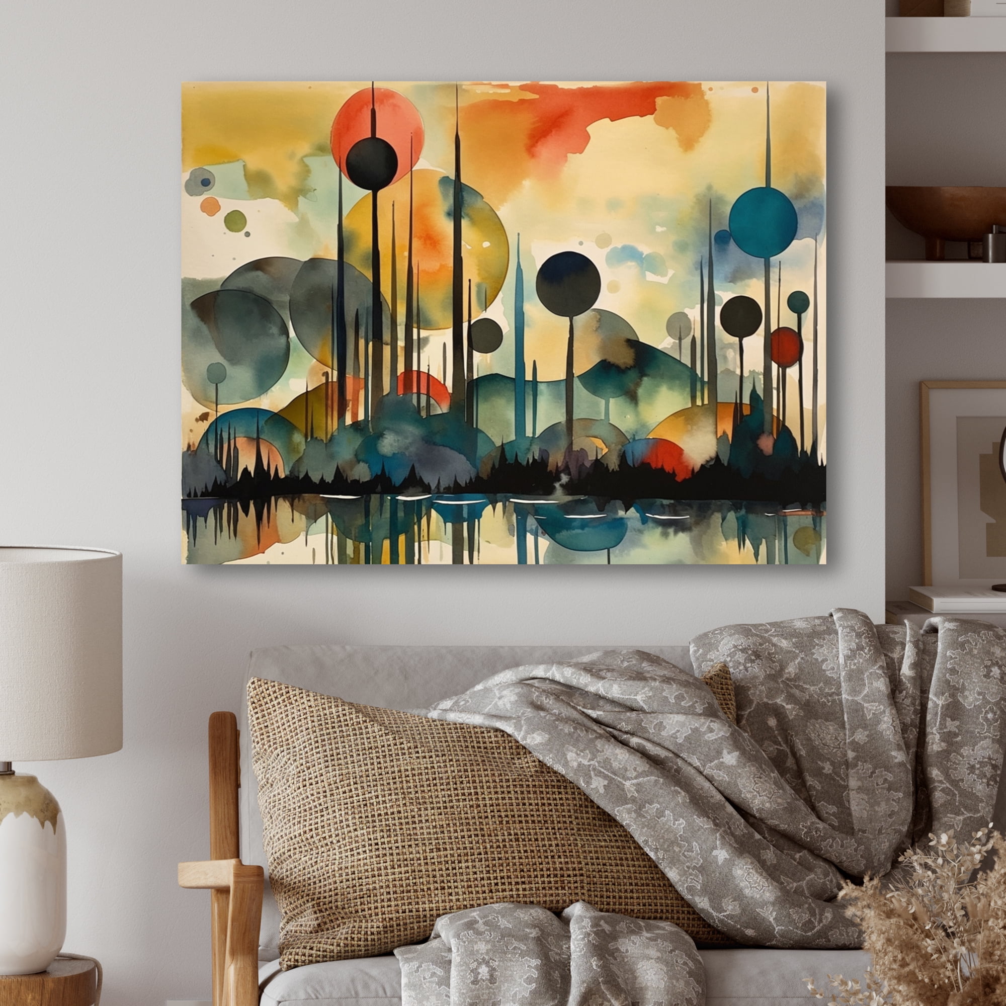 Designart "Simplistic Depiction of Mountains and Rivers II" Minimalism ...