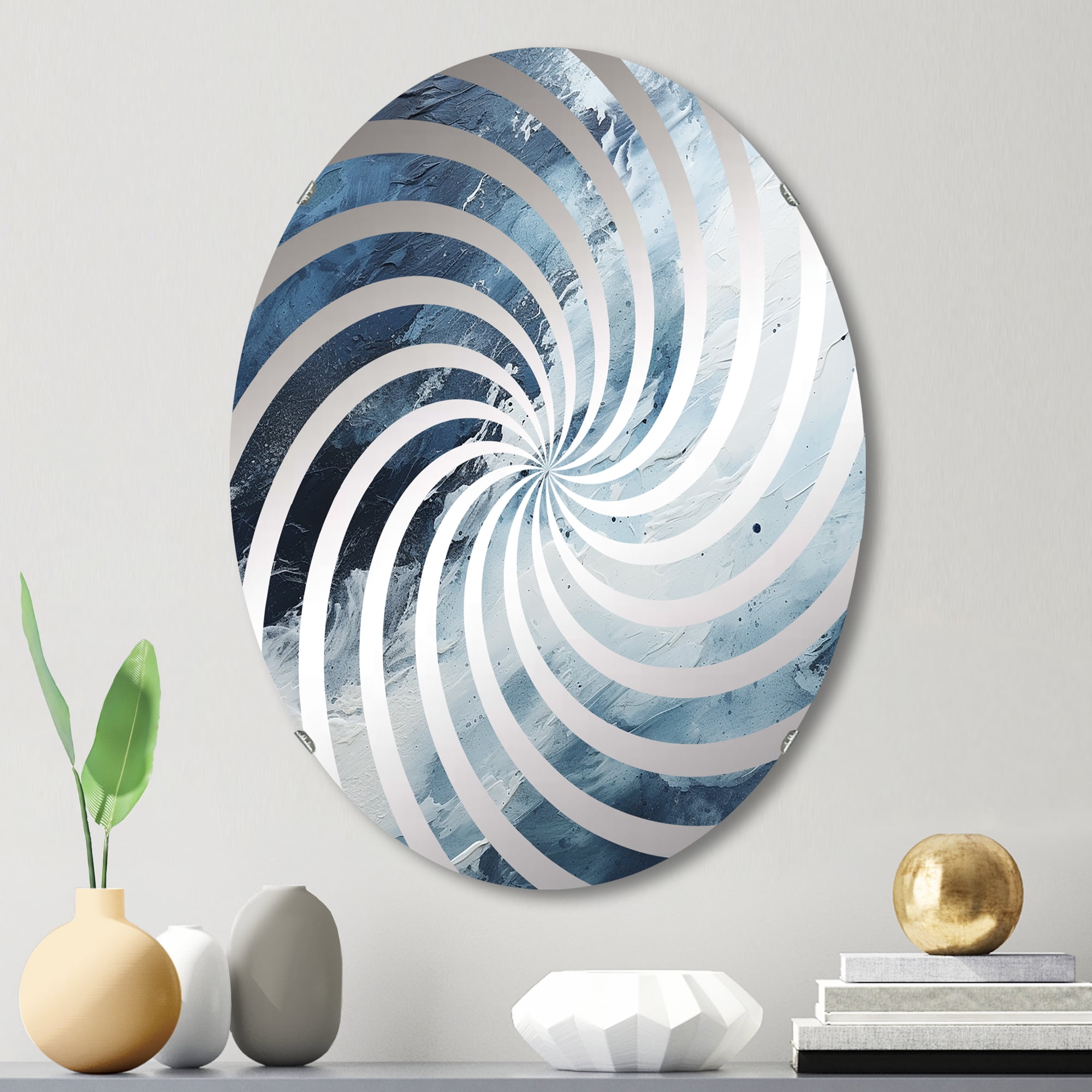 Designart "Simplistic Ebony and Azure Wave Design I" Coastal Vortex ...