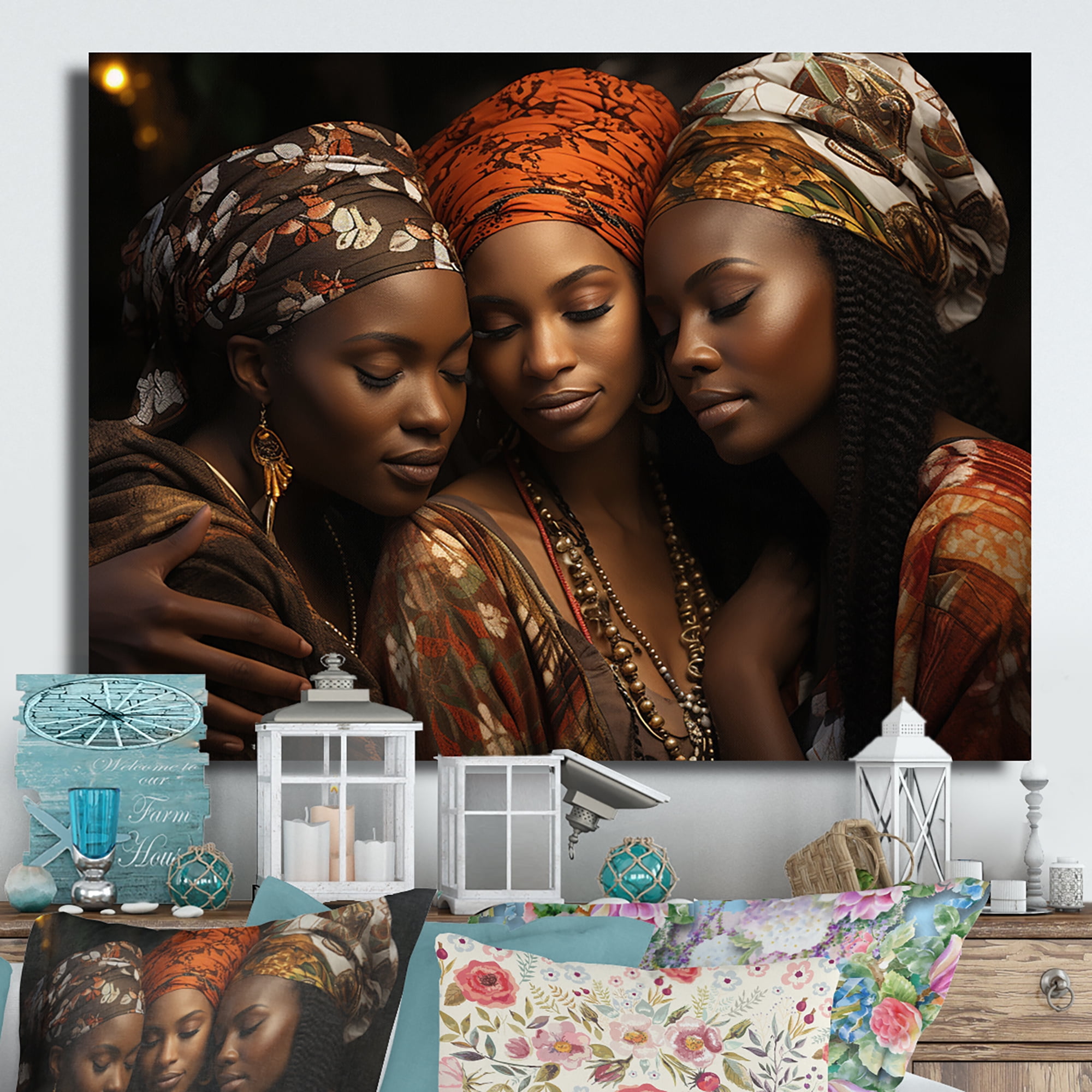 Designart "Sisters Cultures in Africa I" African American Metal Wall ...
