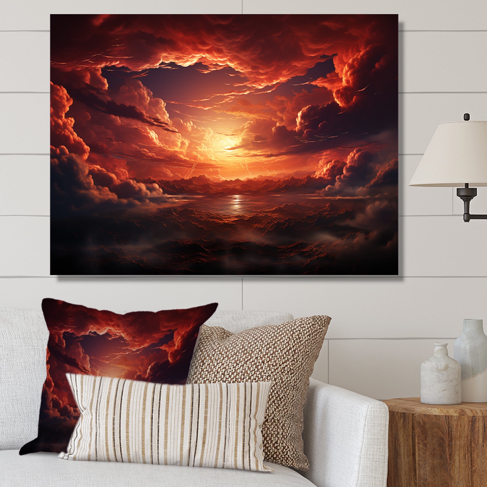 Designart "Sky Ablaze Stunning Sunset Views" Extra Large Landscapes ...