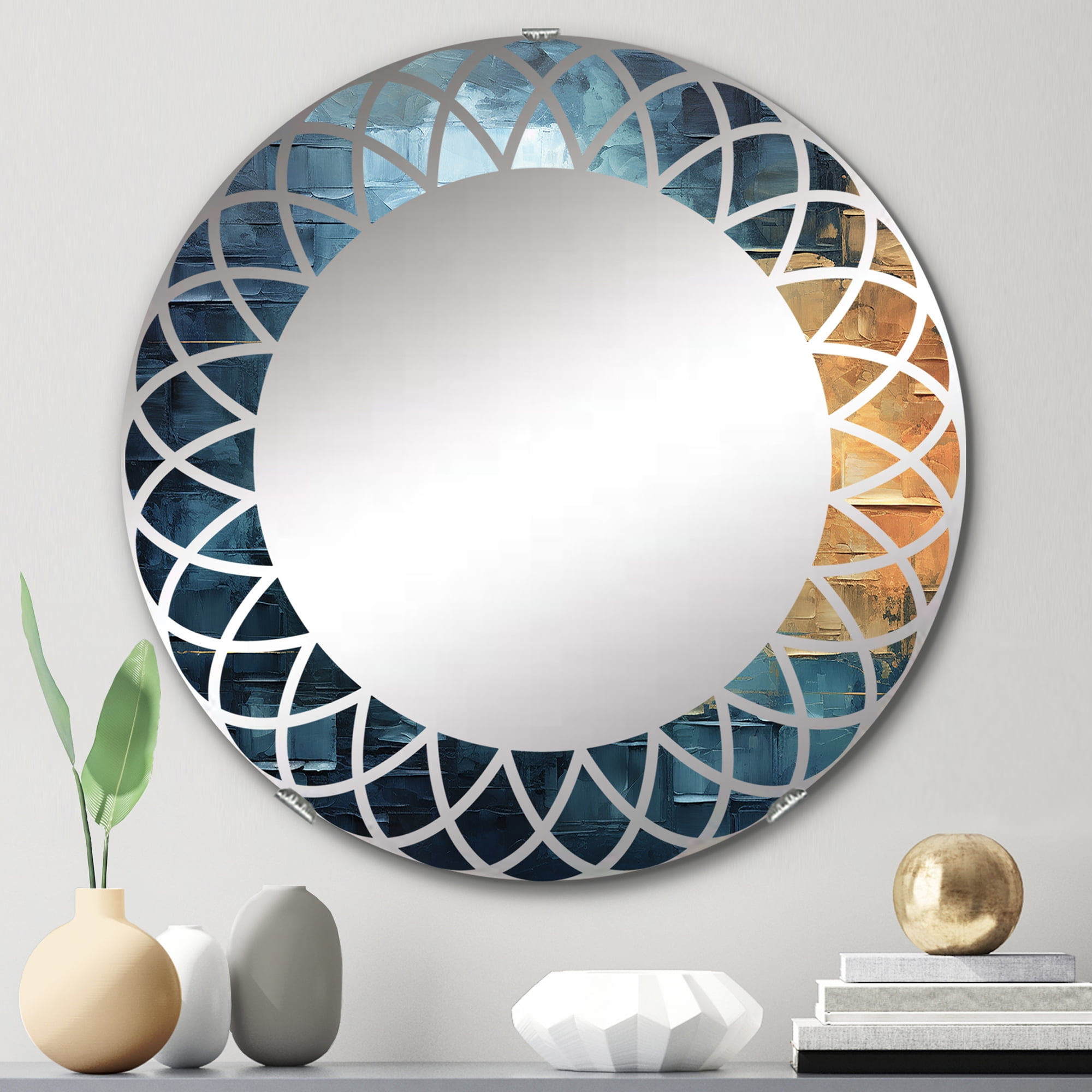 Designart "Sky Celestial Serenity composition" Modern Round Wall Mirror ...