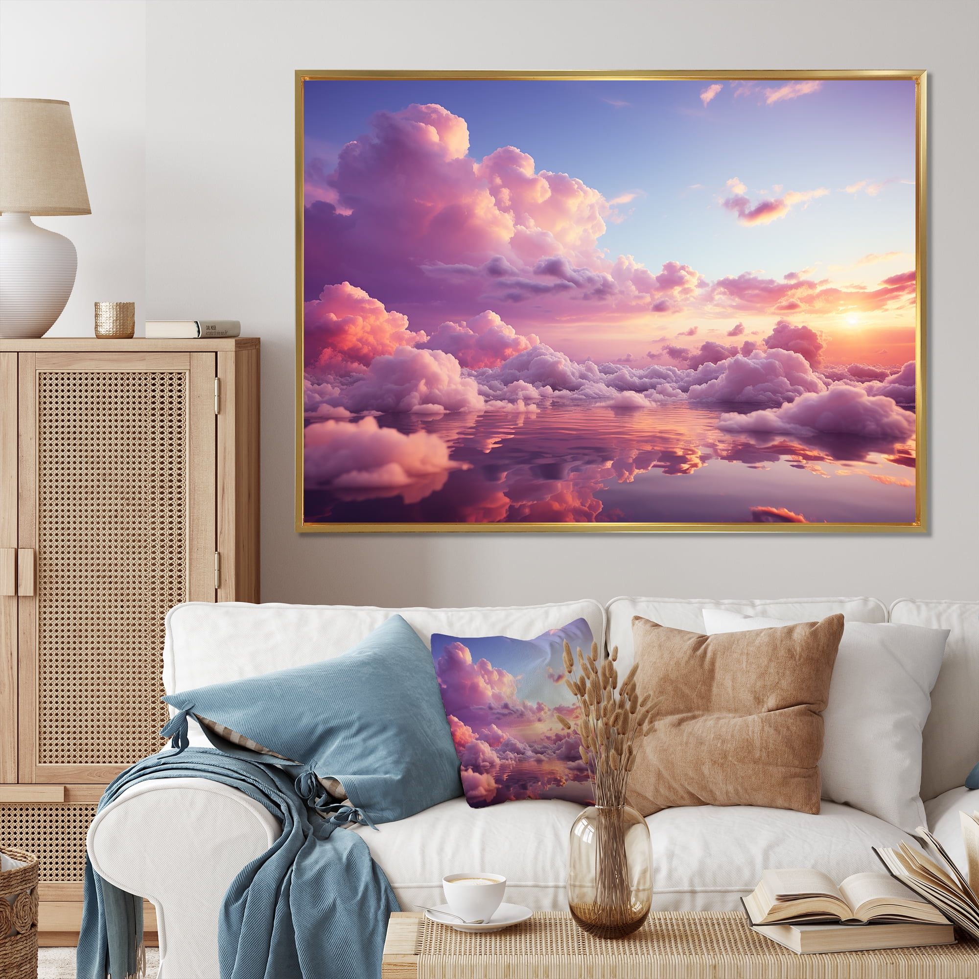 Designart "Sky Photo Pastel Dream III" Landscapes Floater Framed Wall ...