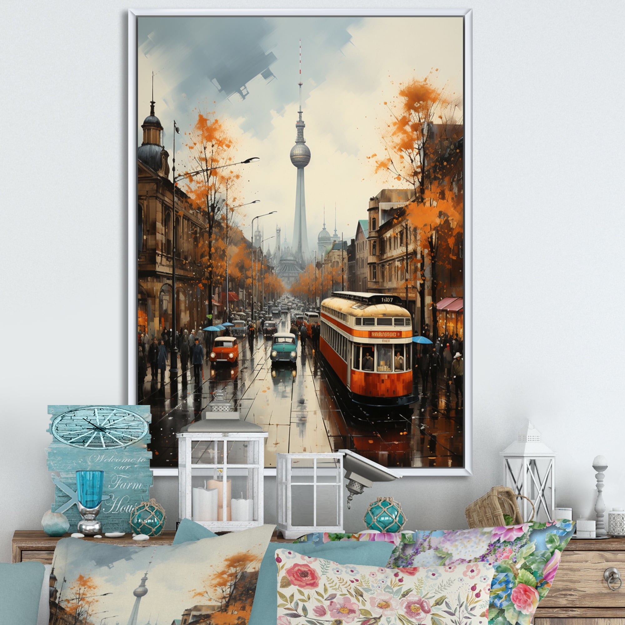 Designart "Skyline In Germany Berlin wall decor II" Germany Floater ...