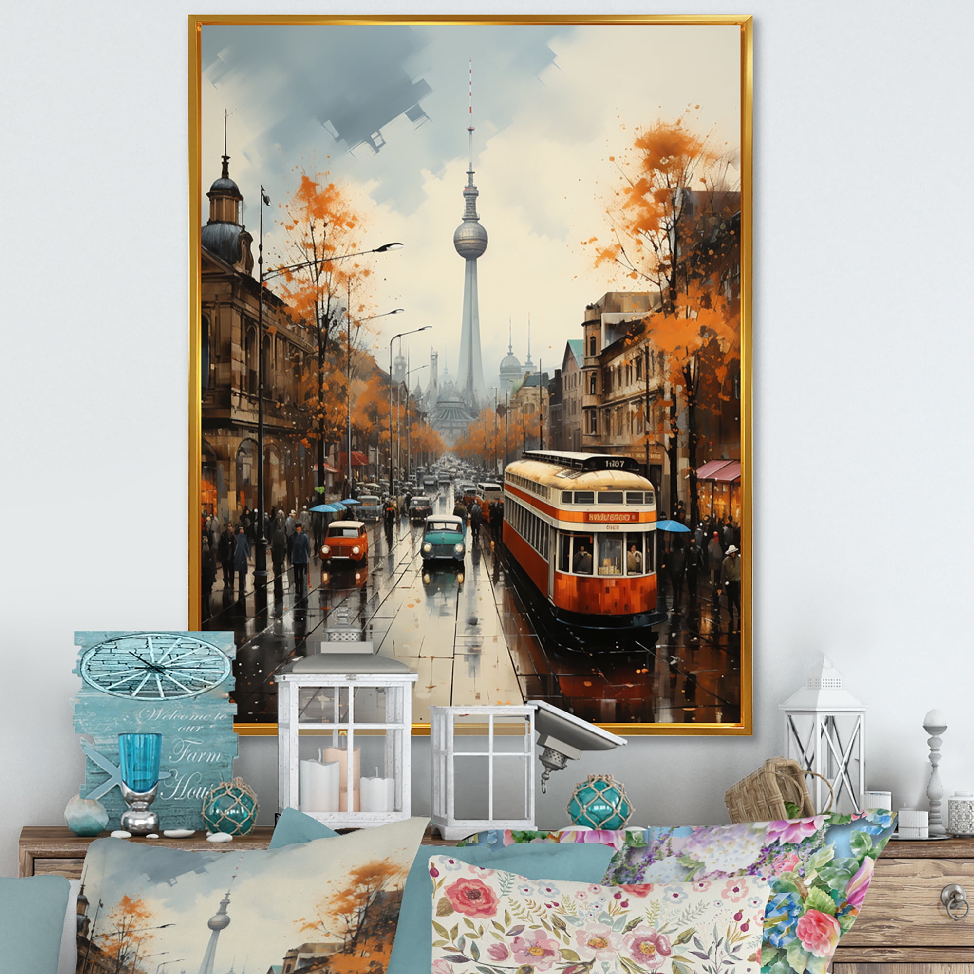 Designart "Skyline In Germany Berlin wall decor II" Germany Floater ...
