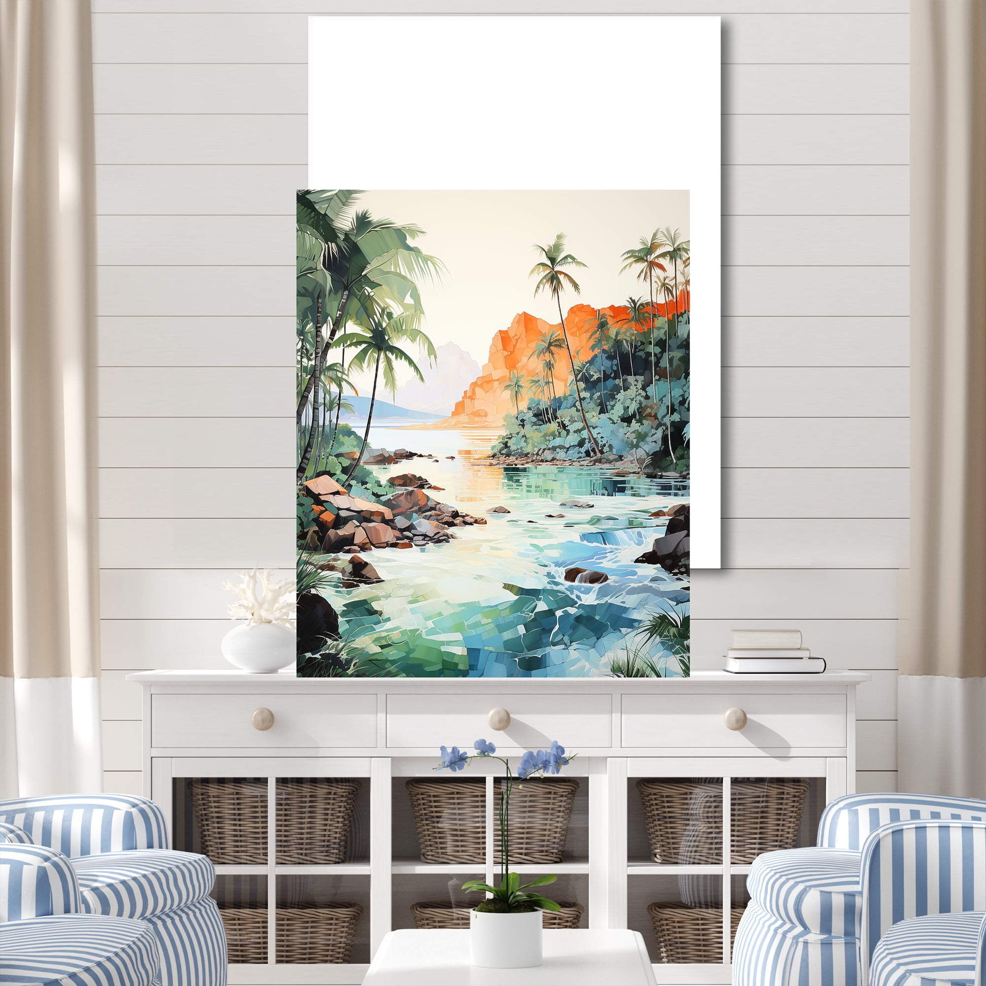Designart "Skyline Of A Tropical Island" Coastal Tropical Wall Art ...