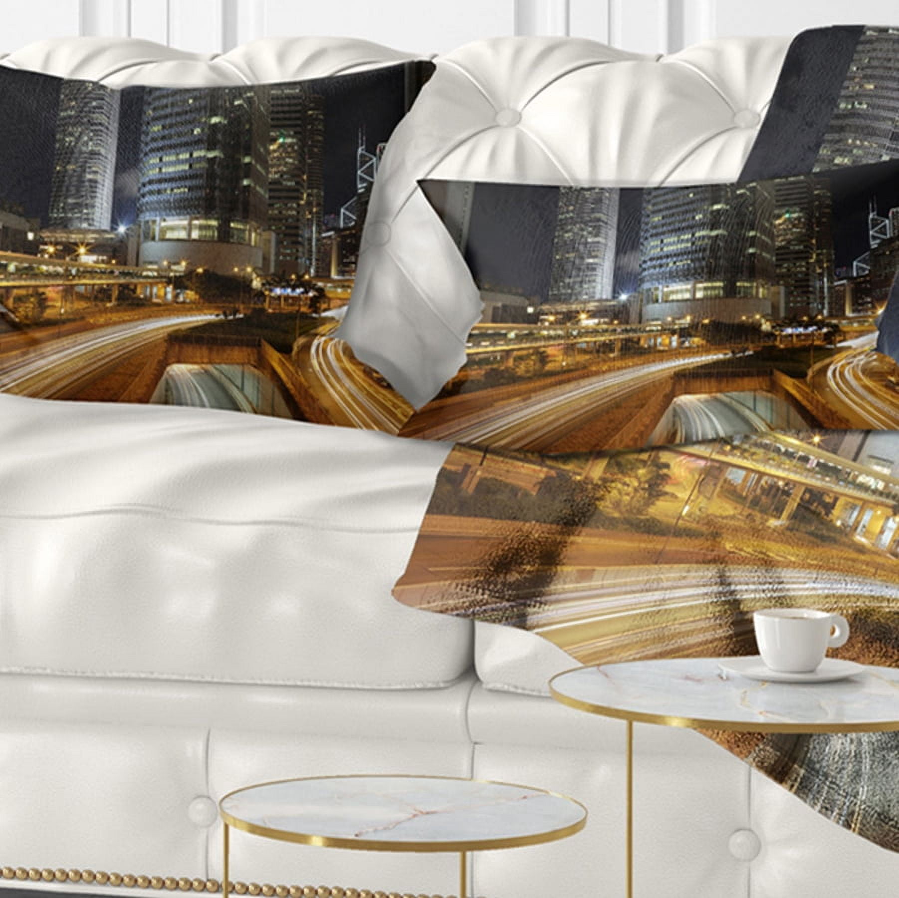Designart Skyscrapers and Busy Traffic - Cityscape Throw Pillow - 12x20 ...