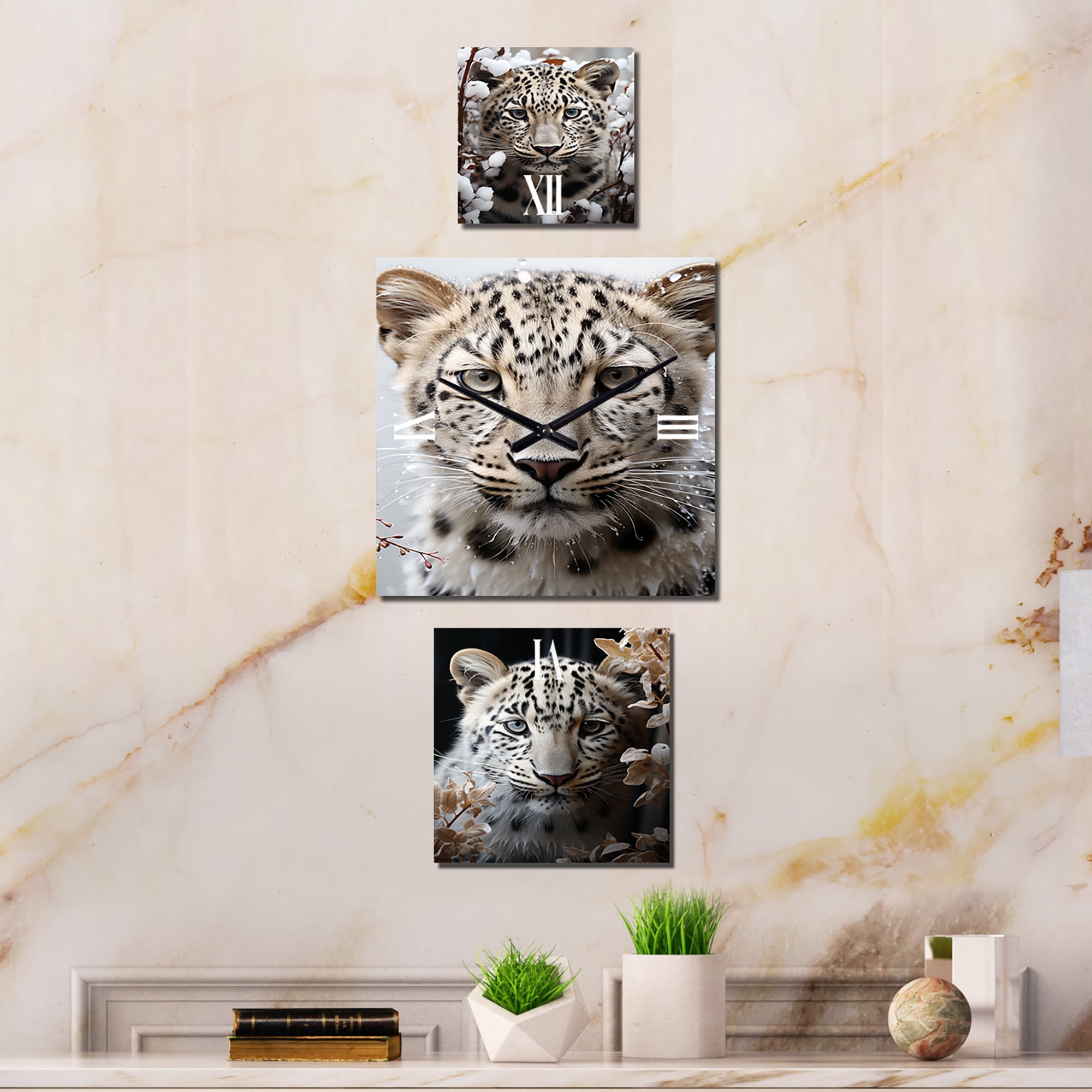 Designart "Snow Charm of the Subdued Majesty Leopard" Leopard/Cheetah ...