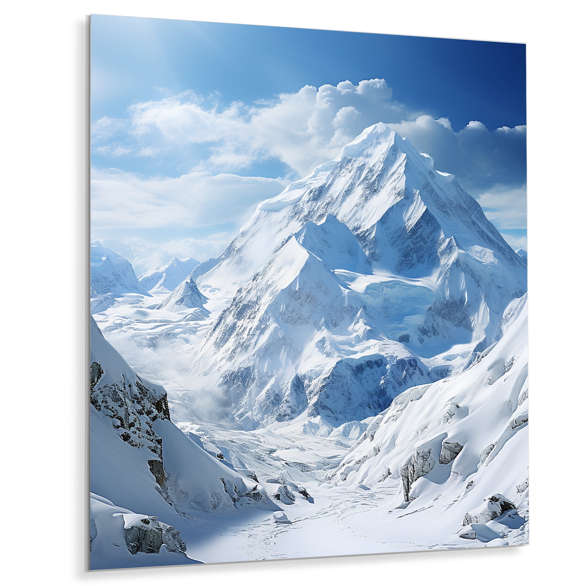 Designart "Snowy Peaks in Winter III" Landscapes Metal Art Living Room ...