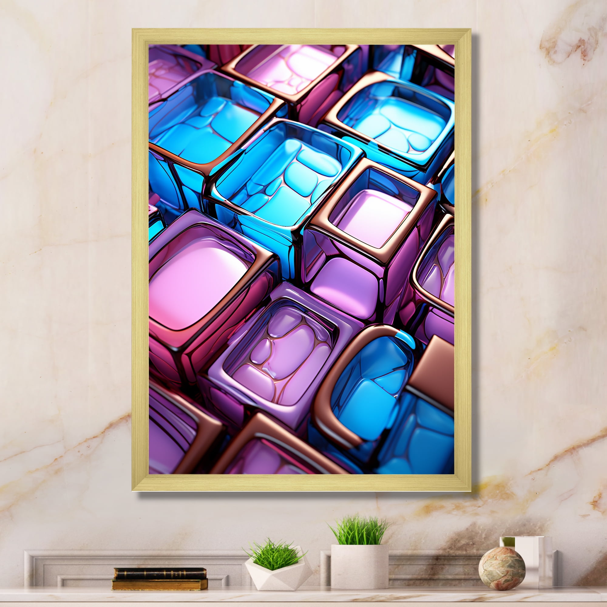Designart "Solar Power Purple and Blue Abstraction II" Figurative ...