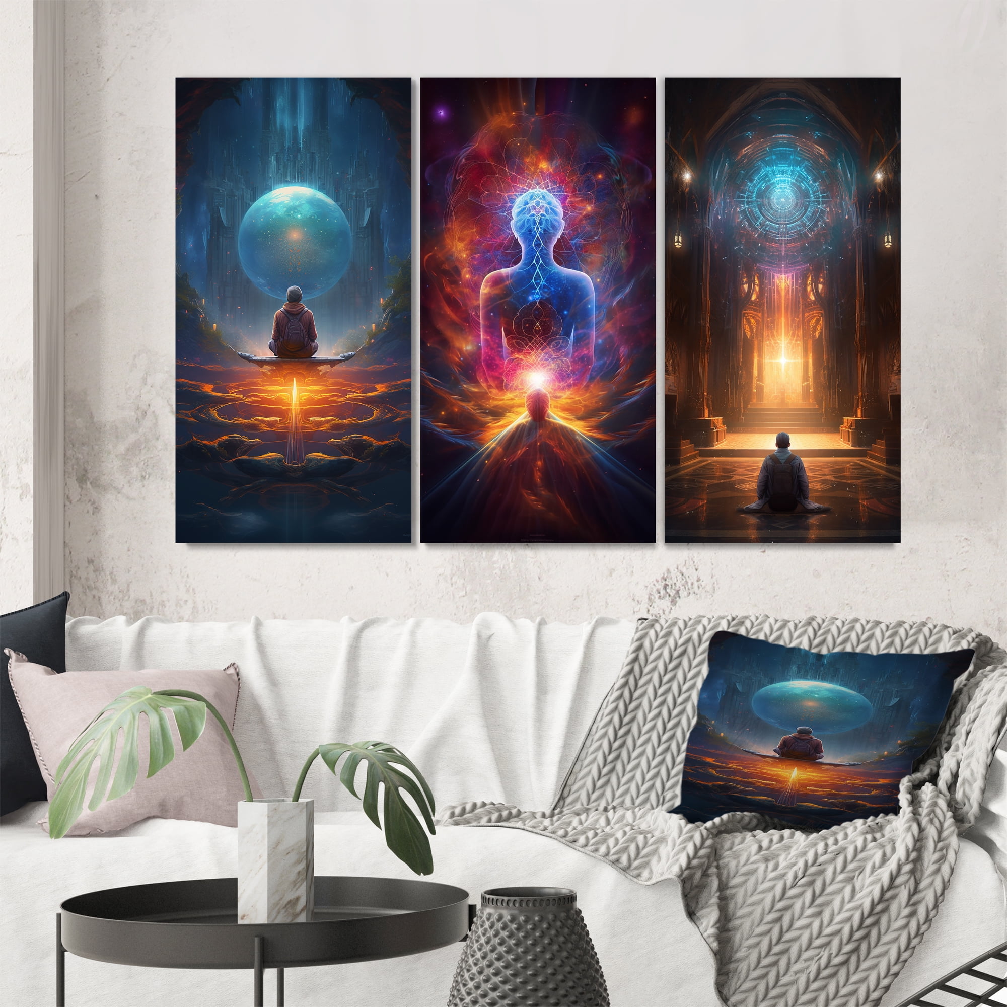 Designart "Space Meditation Inner Light Connection I" Robot Wall Art ...