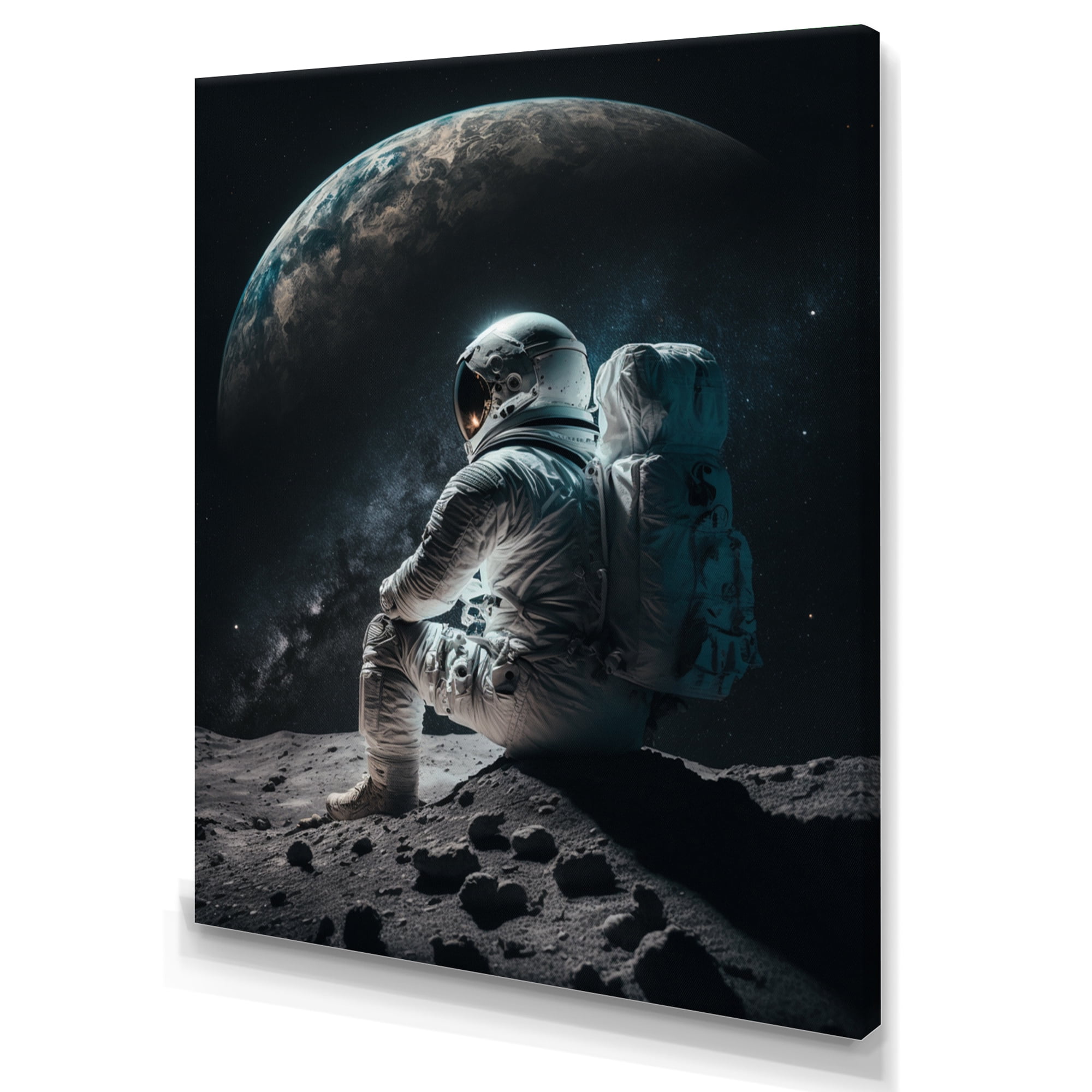 Designart Spaceman On The Moon II Canvas Wall Art - Walmart.com