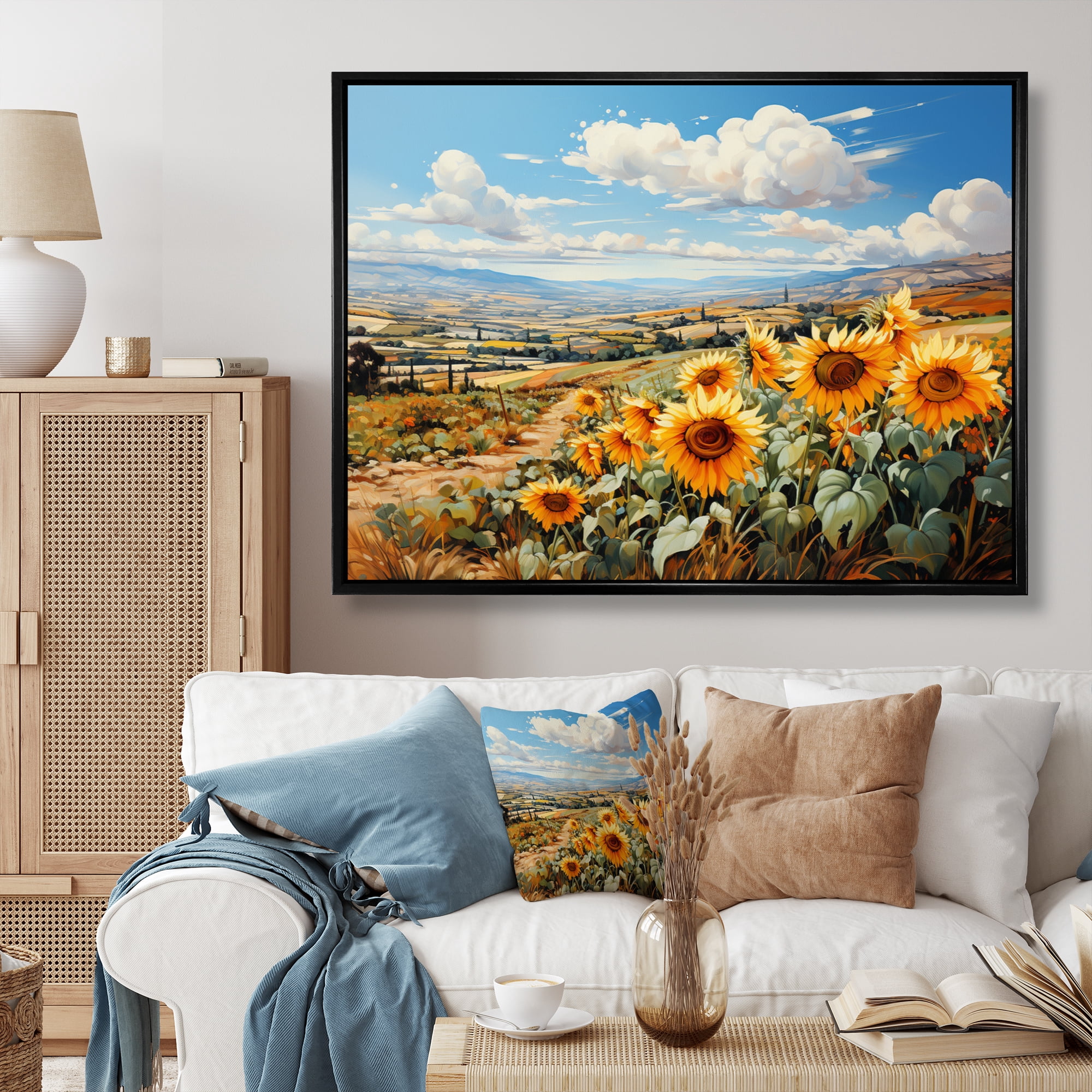 Designart "Spain Sunflower landscapes Heat Of Inland I" Farmhouse ...